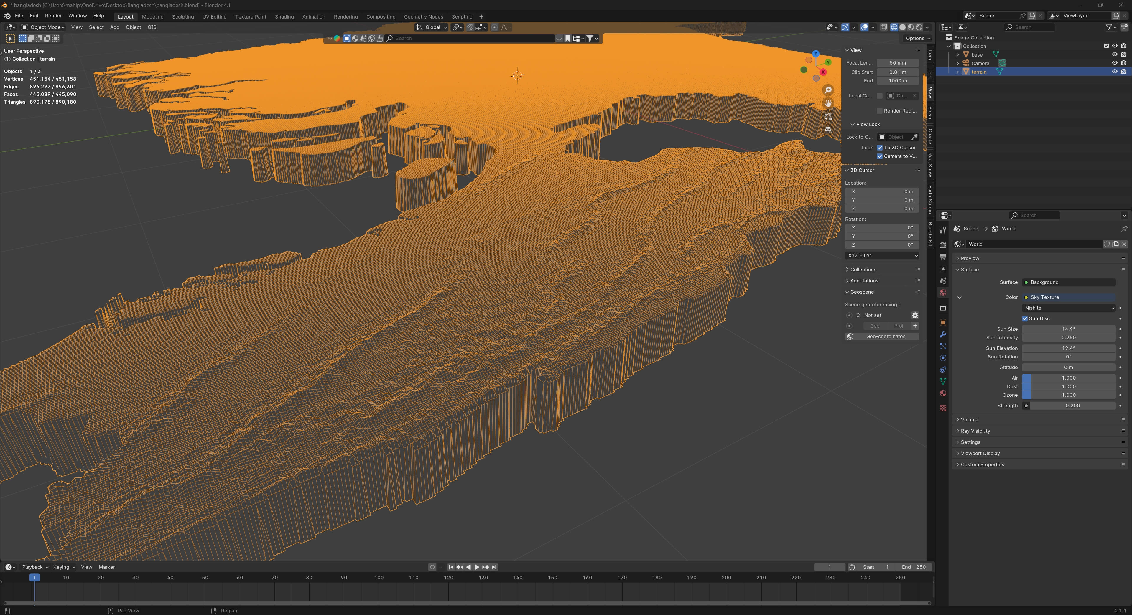 Bangladesh Terrain Map - 3D Model by 3dstudio