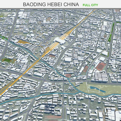 Baoding Hebei City China 3D Model 40km by 3dstudio