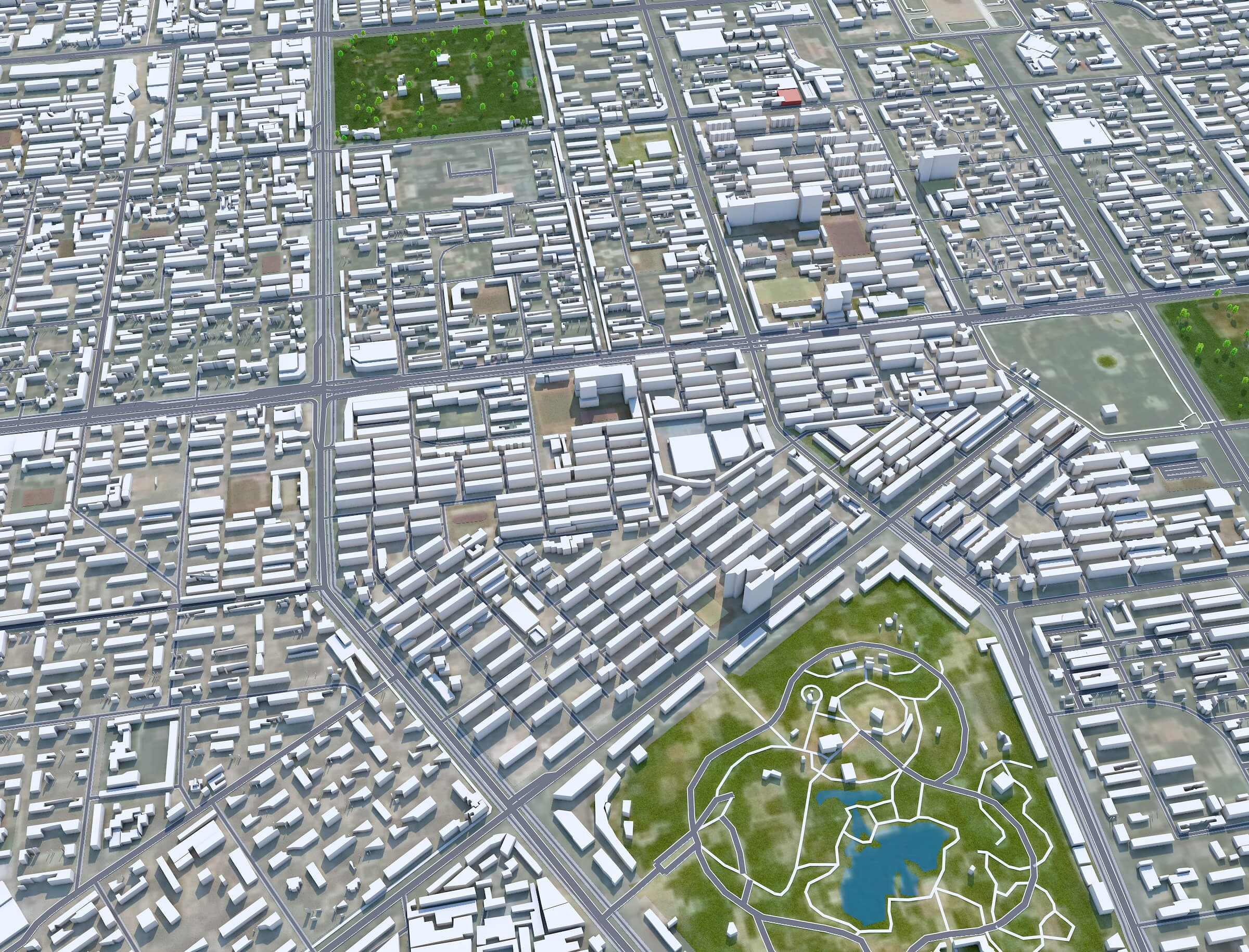 Baotou Inner Mongolia City China 3D Model 80km by 3dstudio