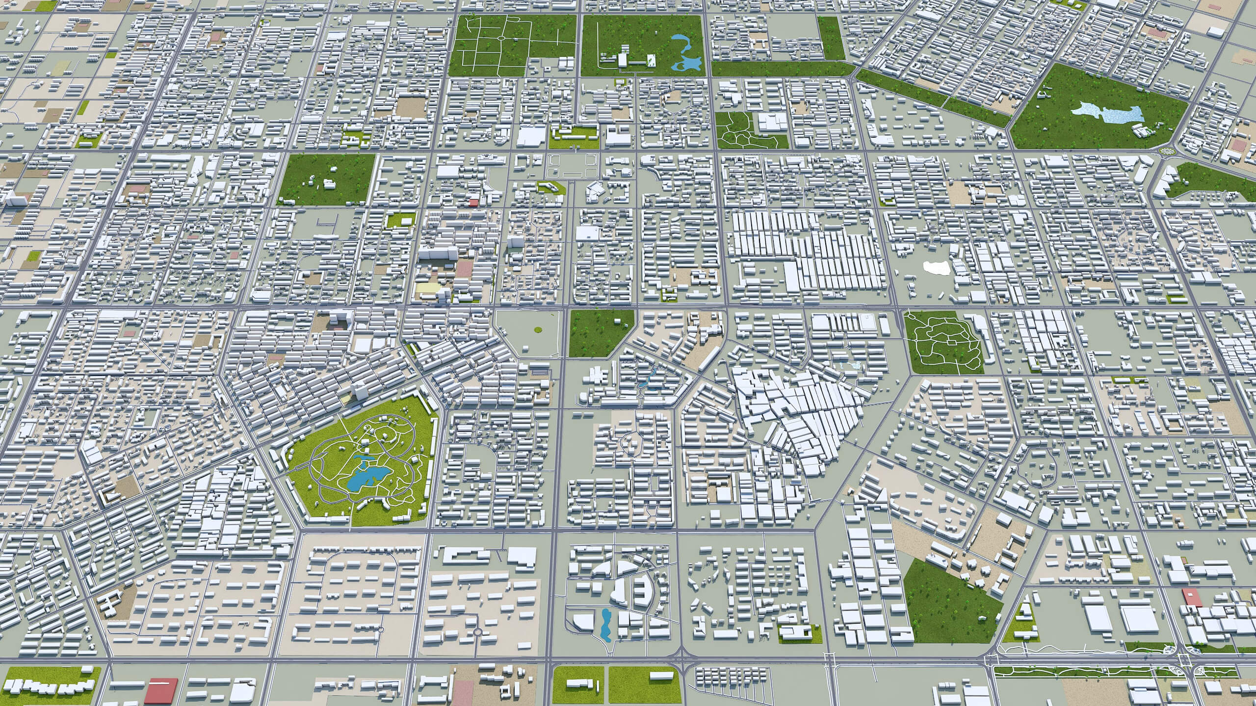 Baotou Inner Mongolia City China 3D Model 80km by 3dstudio