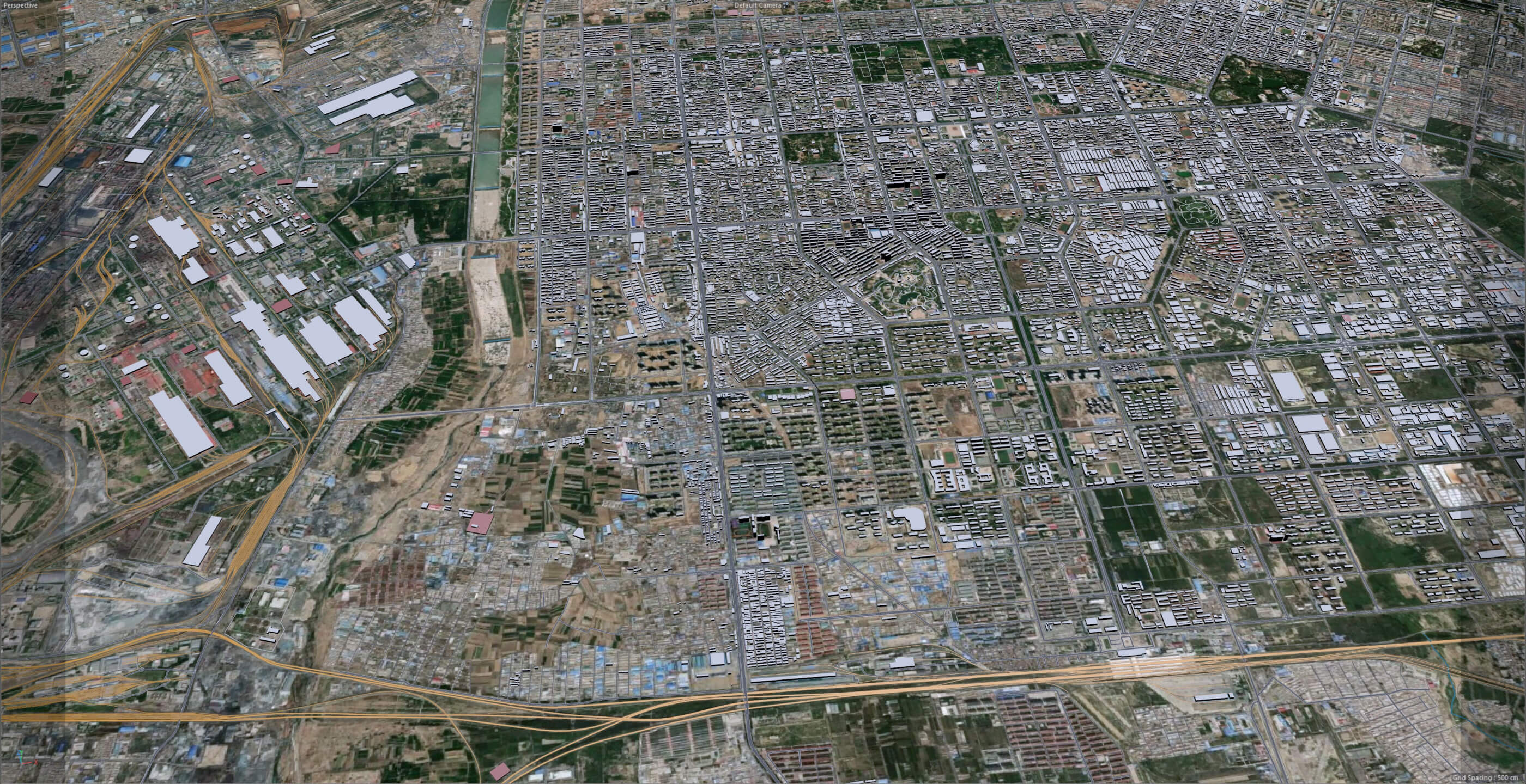 Baotou Inner Mongolia City China 3D Model 80km by 3dstudio