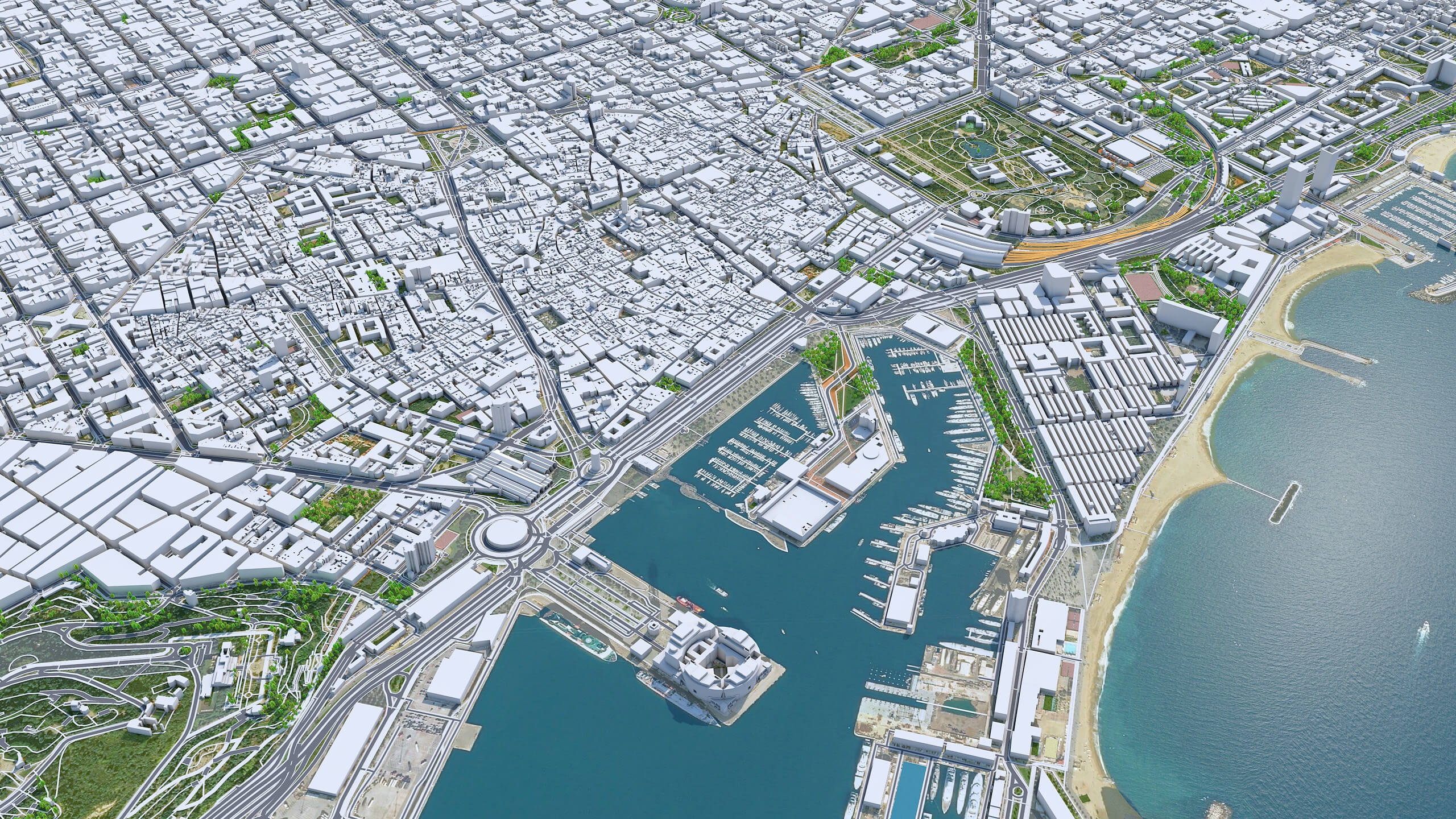 Barcelona Downtown City Spain 10km - 3D Model by 3dstudio