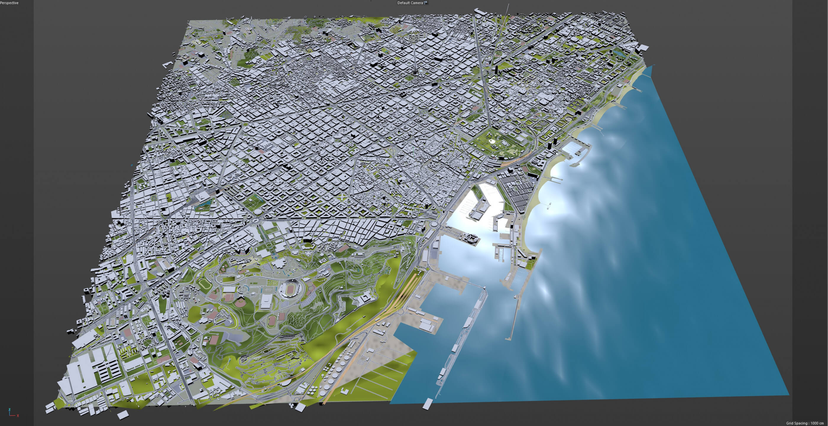 Barcelona Downtown City Spain 10km - 3D Model by 3dstudio
