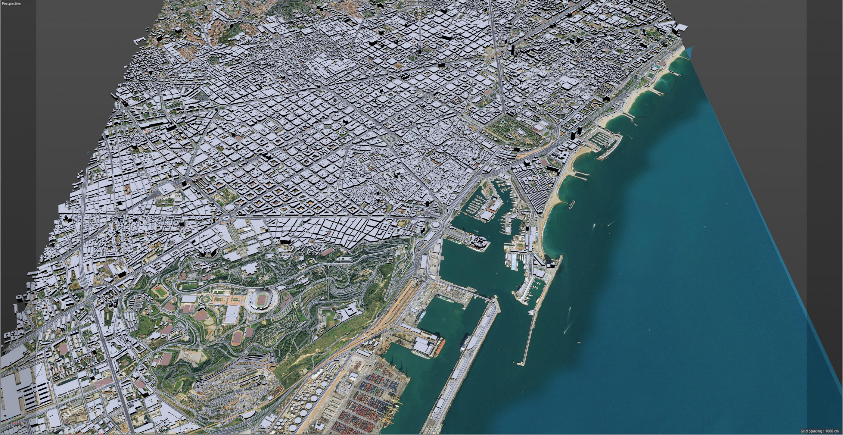 Barcelona Downtown City Spain 10km - 3D Model by 3dstudio