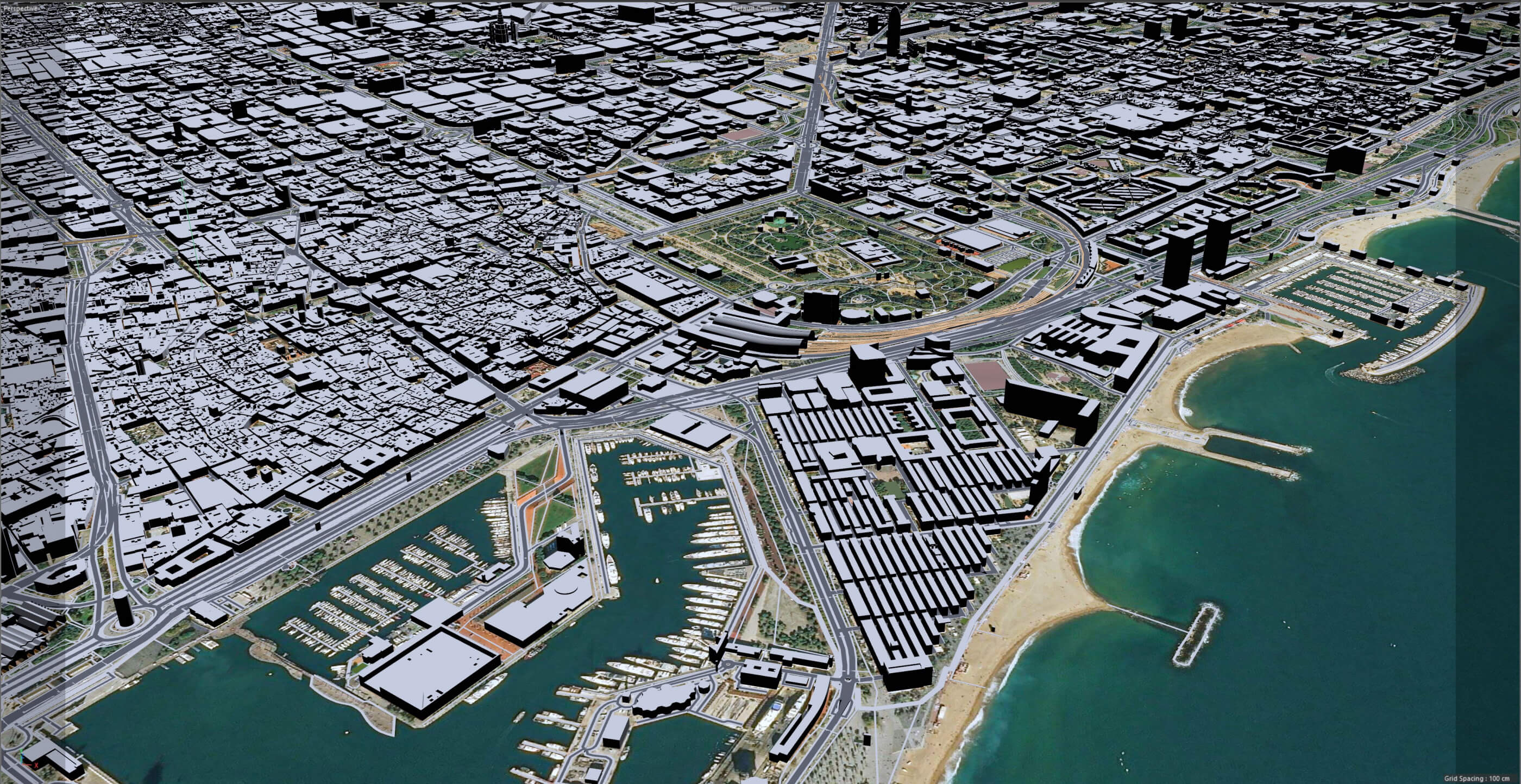 Barcelona Downtown City Spain 10km - 3D Model by 3dstudio