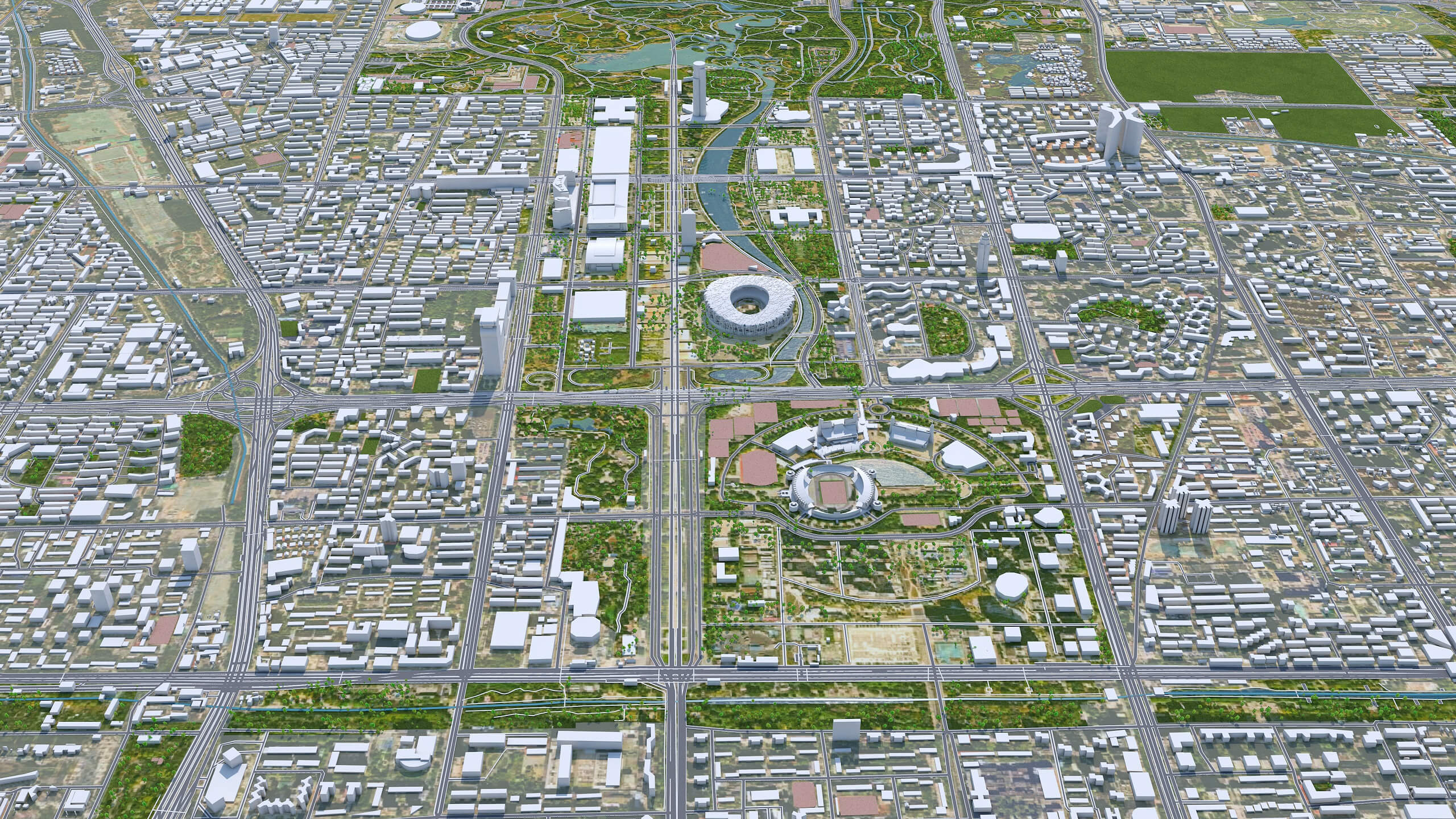 Beijing City China 60km - 3D Model by 3dstudio