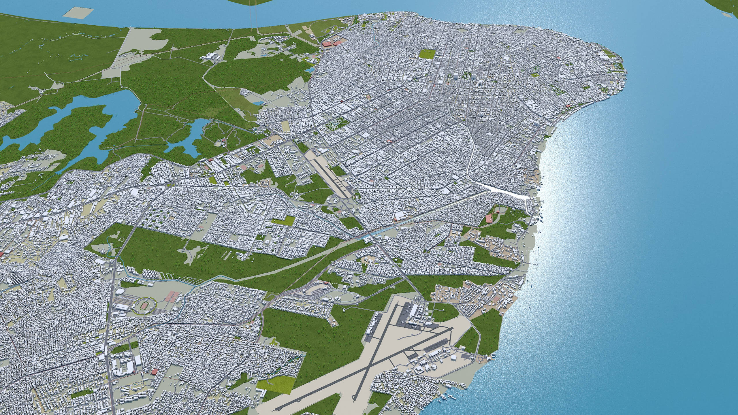 Belem City Brazil 3D Model 40km by 3dstudio