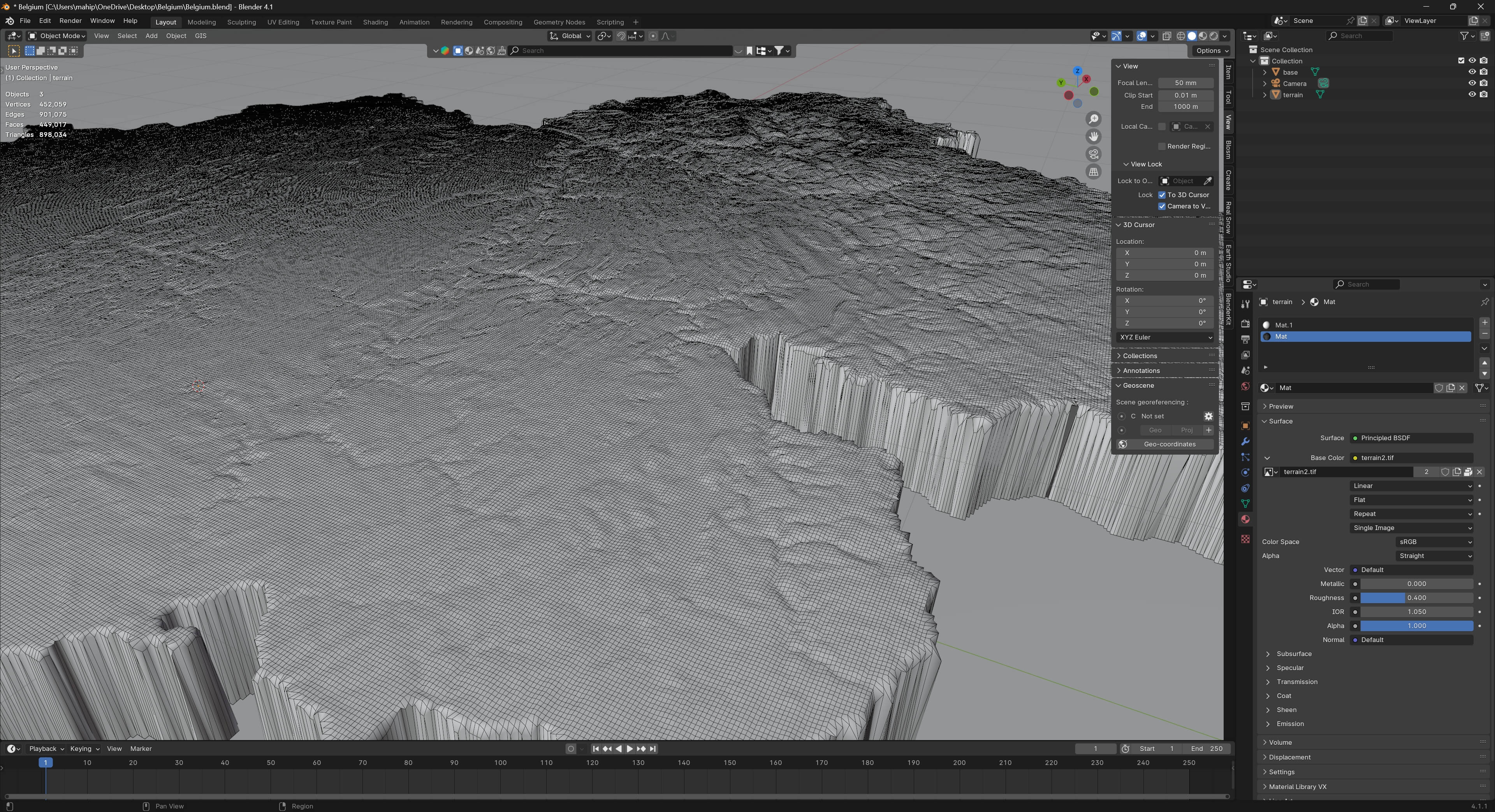 Belgium Terrain Map - 3D Model by 3dstudio
