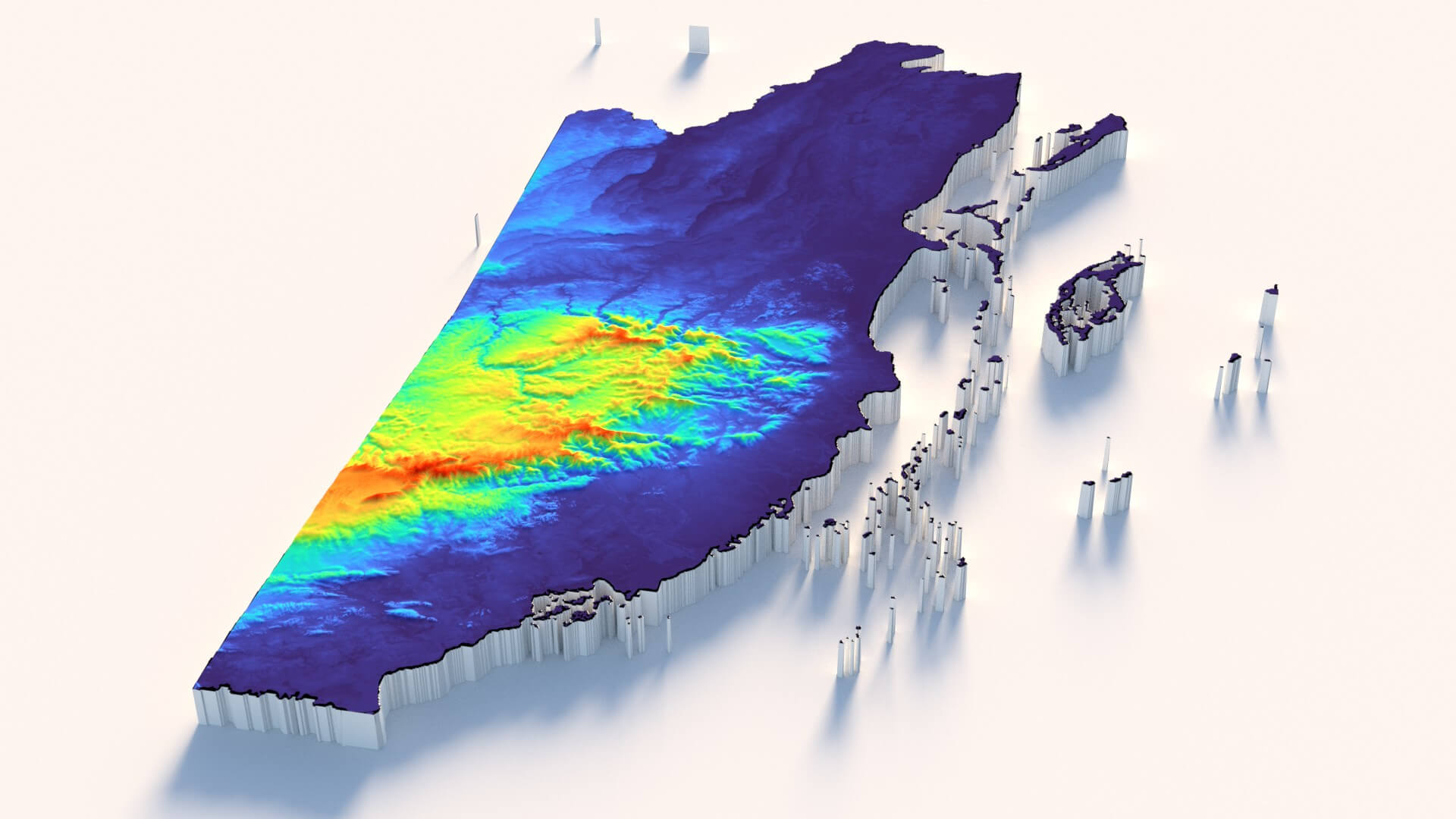 Belize Terrain Map - 3D Model by 3dstudio