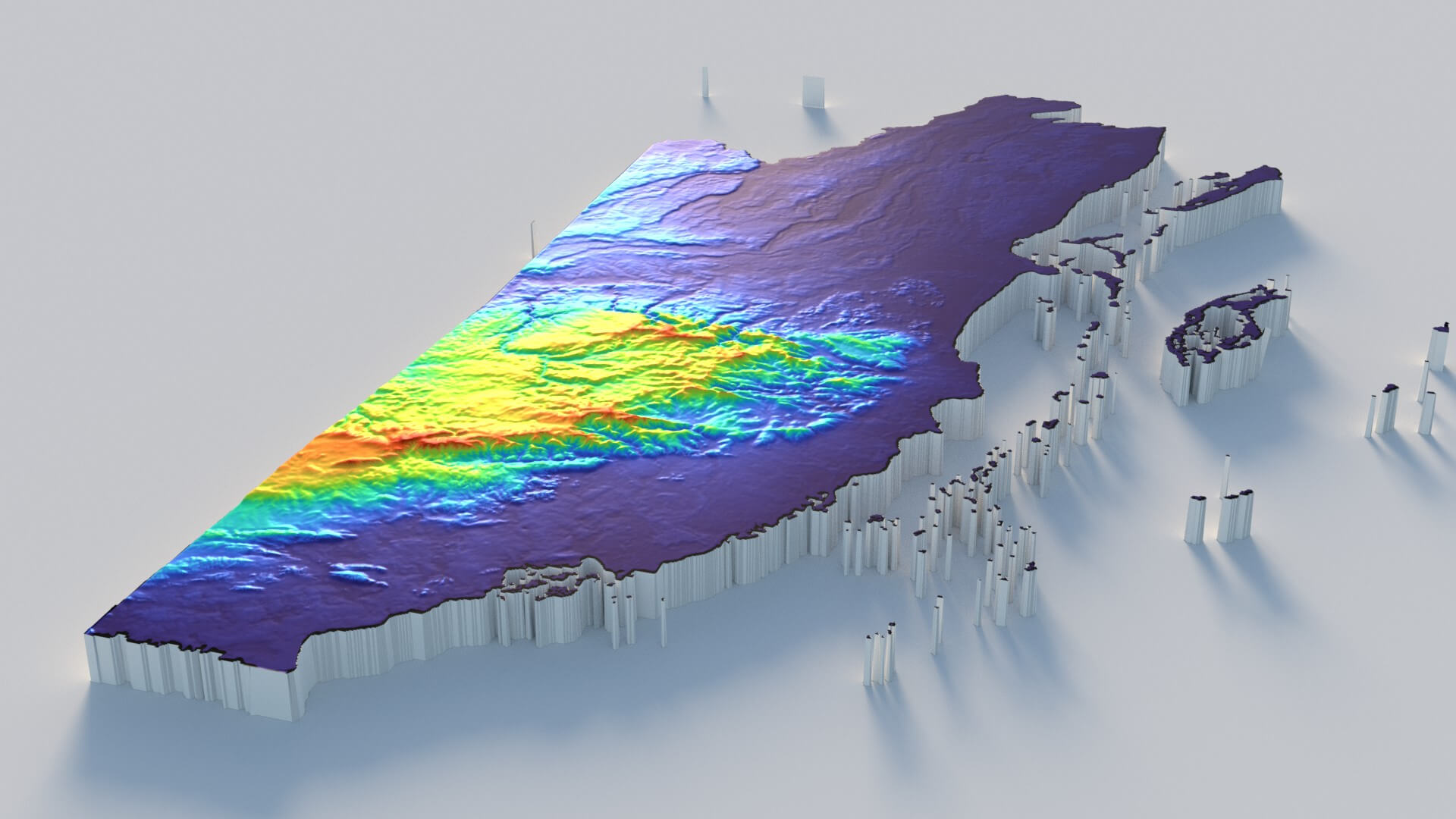 Belize Terrain Map - 3D Model by 3dstudio
