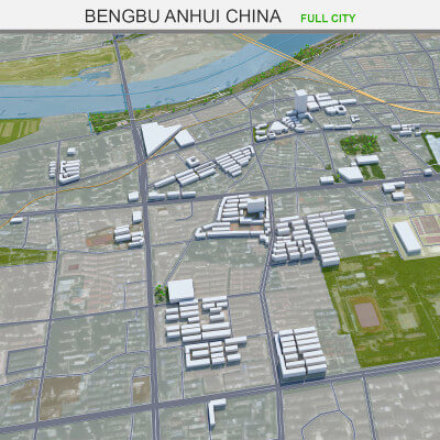 Bengbu City Anhui China 3D Model 40km by 3dstudio