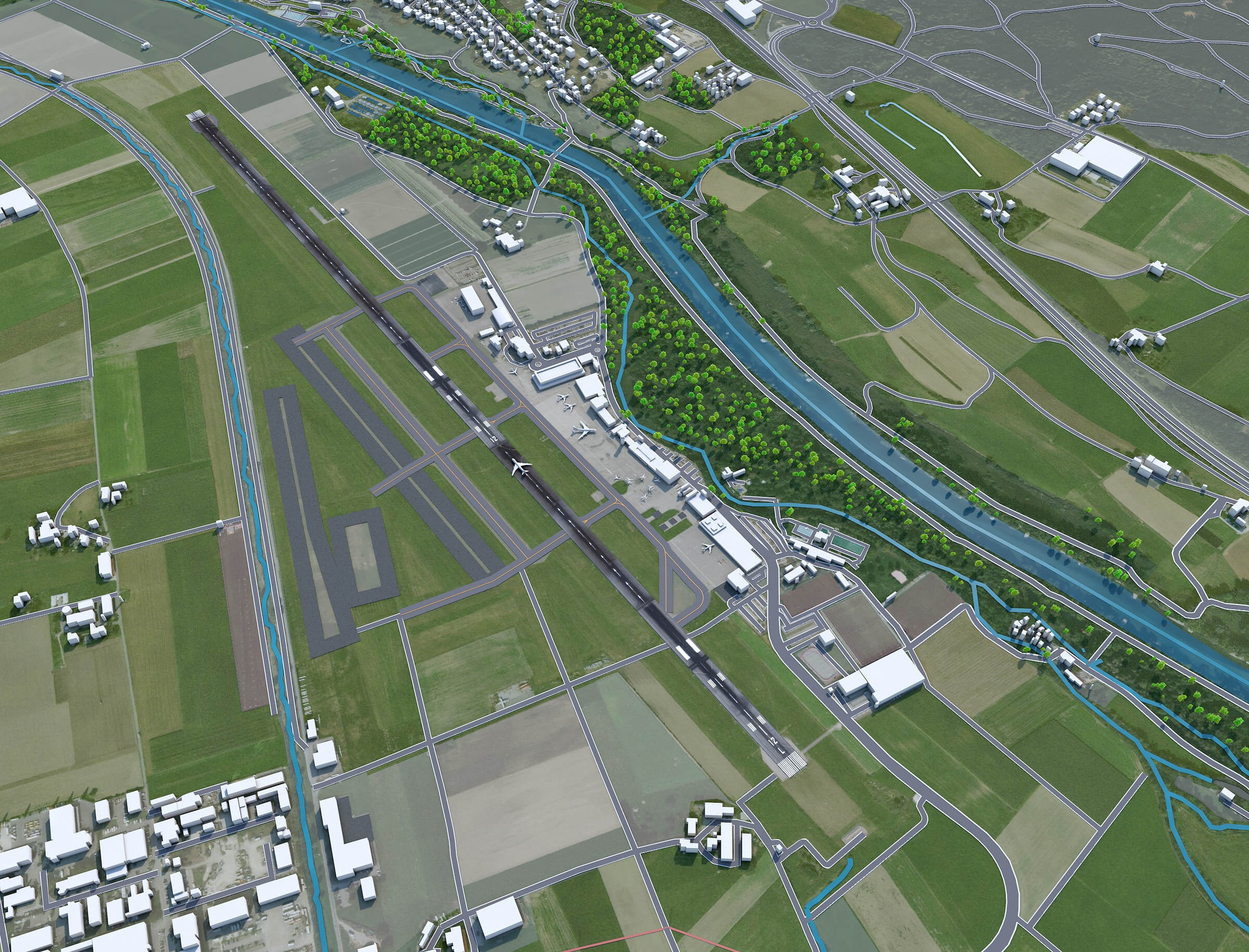 Bern Airport 3D Model 10km by 3dstudio