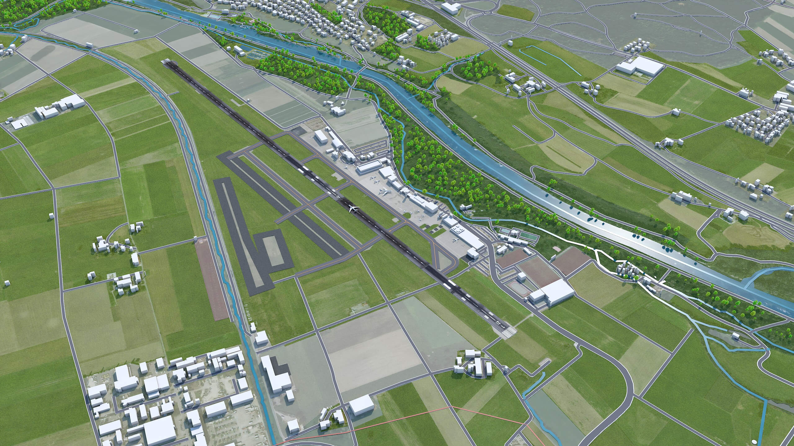 Bern Airport 3D Model 10km by 3dstudio