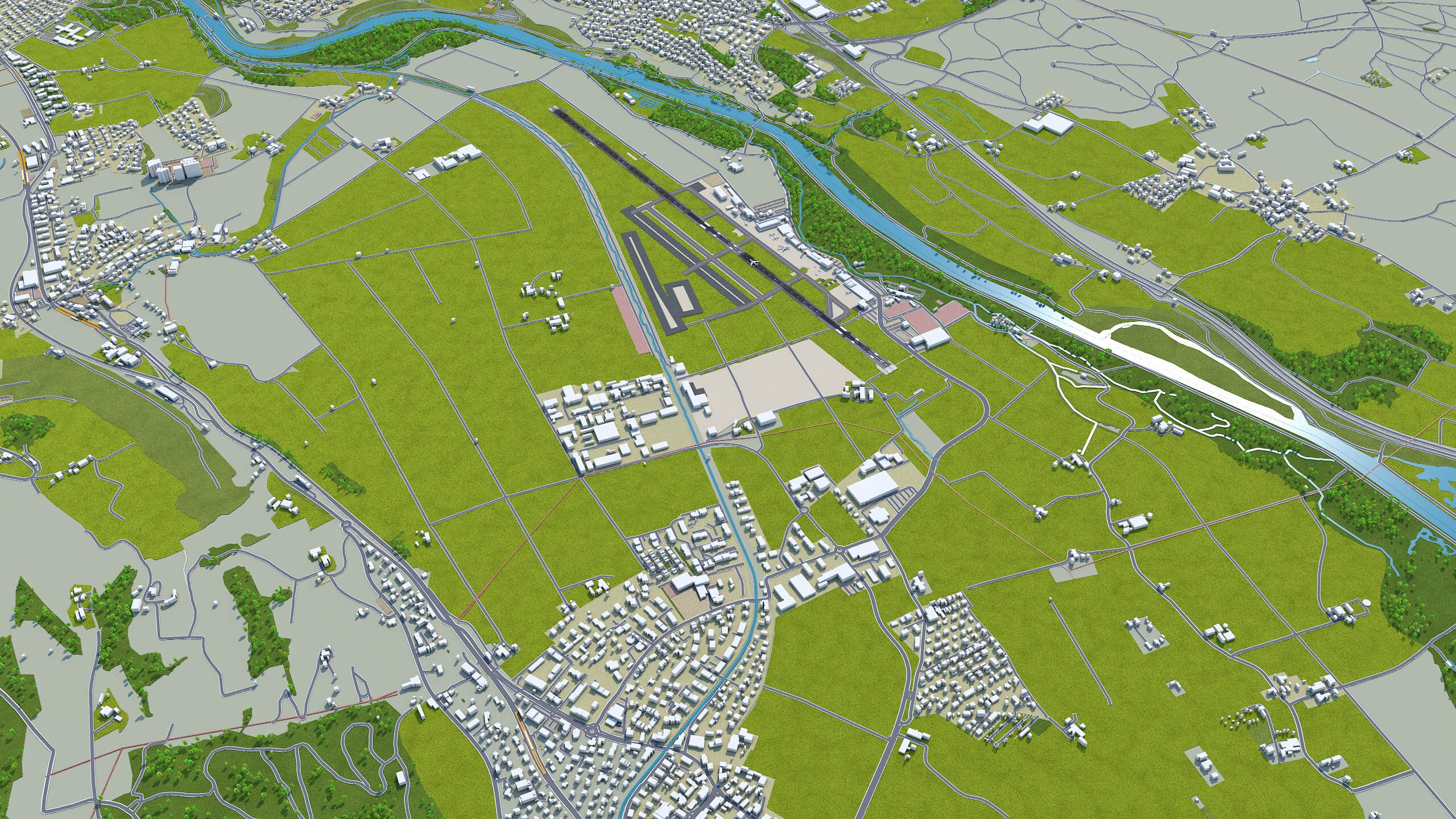 Bern Airport 3D Model 10km by 3dstudio