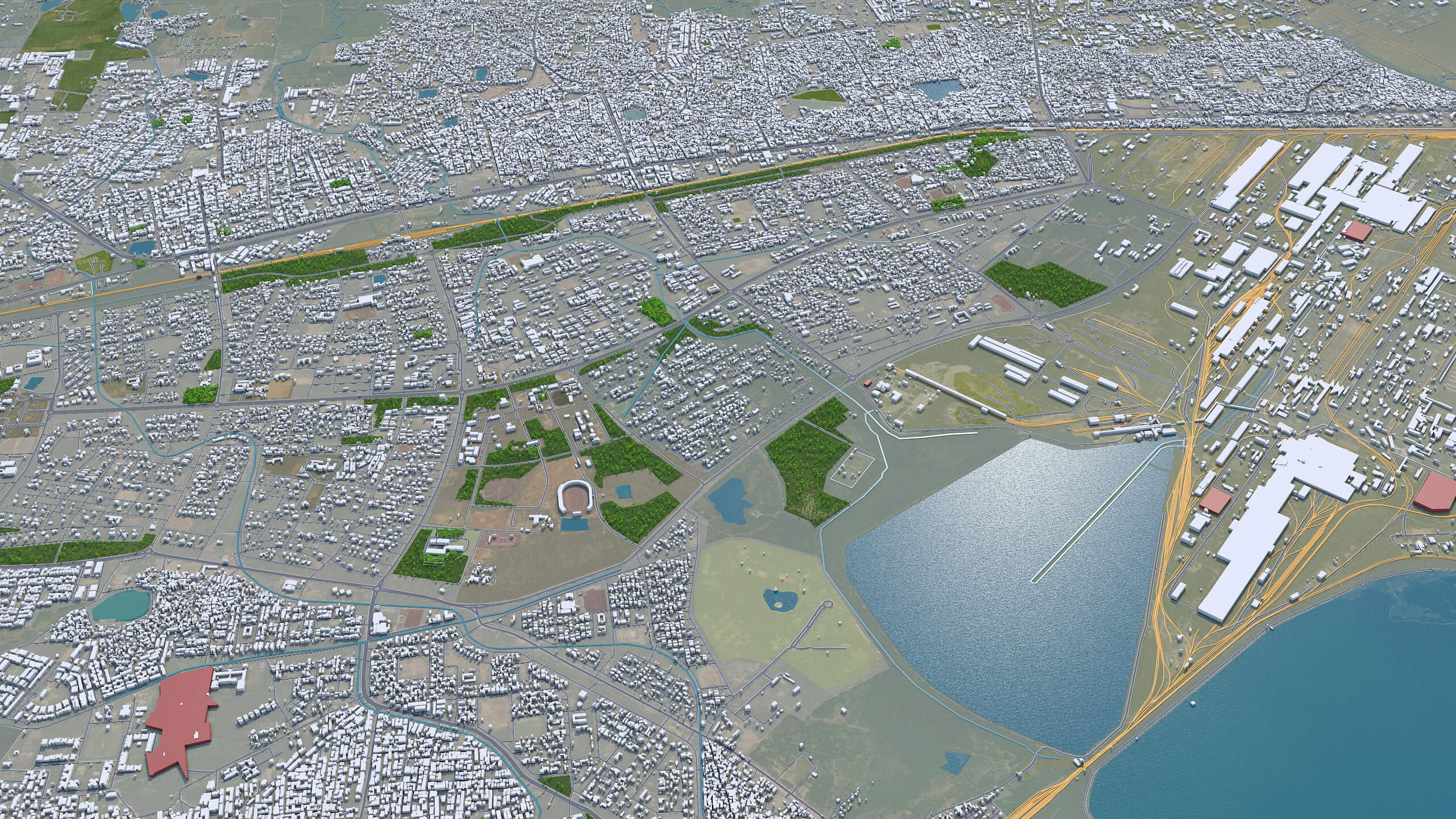 Bhilai Durg City Chhattisgarh 3D Model 30km by 3dstudio