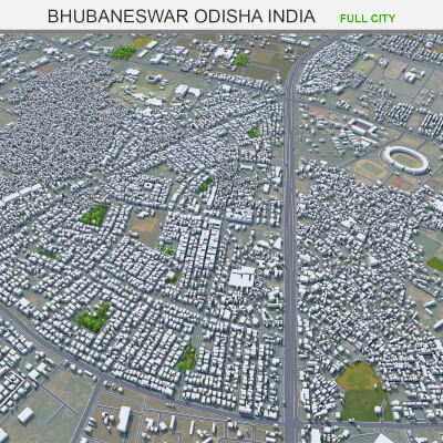 Bhubaneswar City Odisha India 3D Model 20km by 3dstudio
