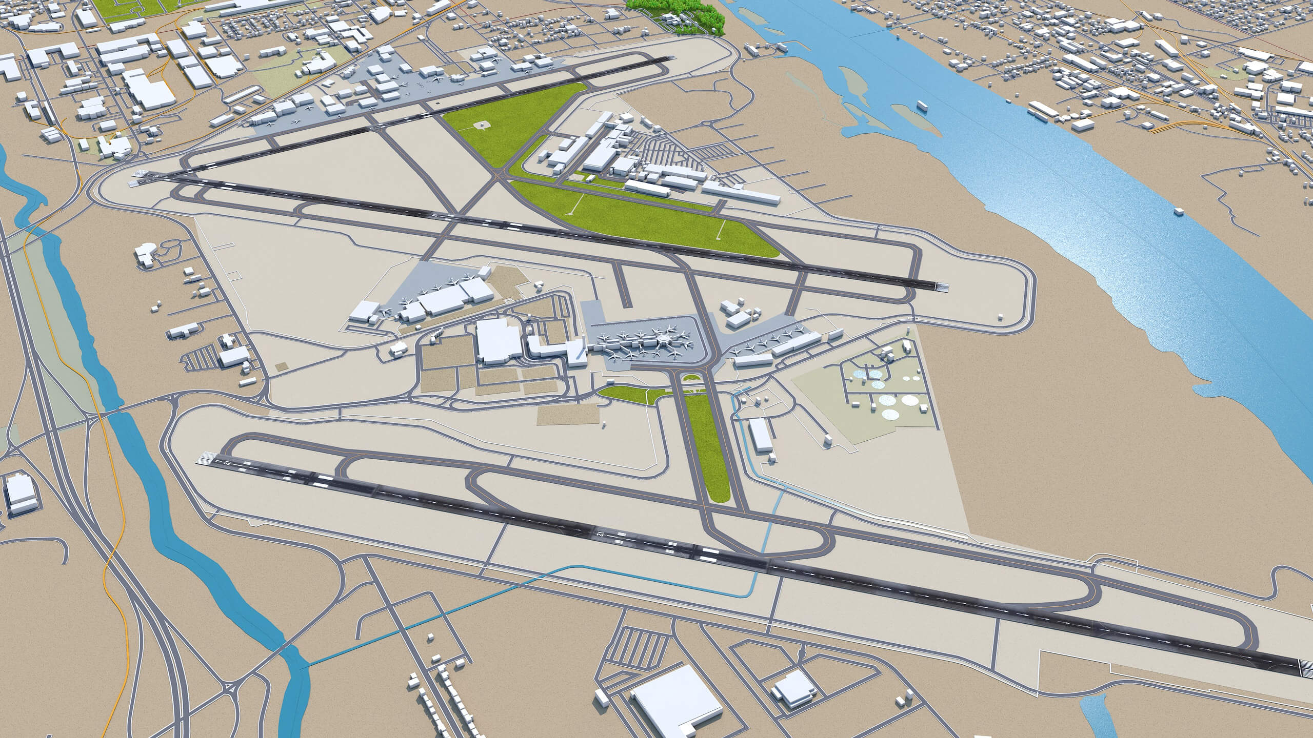 Bill and Hillary Clinton National Airport - 3D Model by 3dstudio