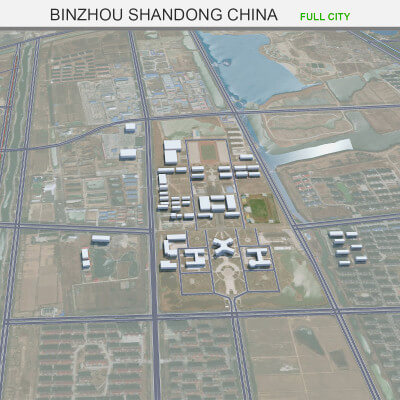 Binzhou City Shandong China 3D Model 30km by 3dstudio