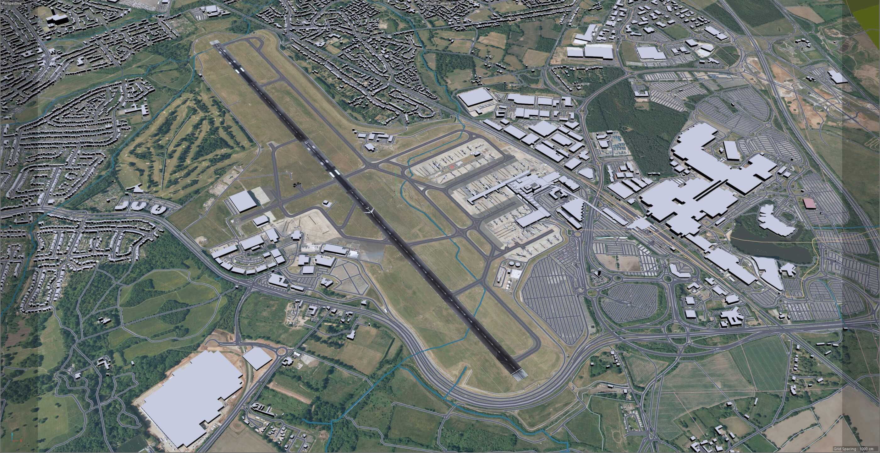 Birmingham Airport UK 3D Model 10km by 3dstudio