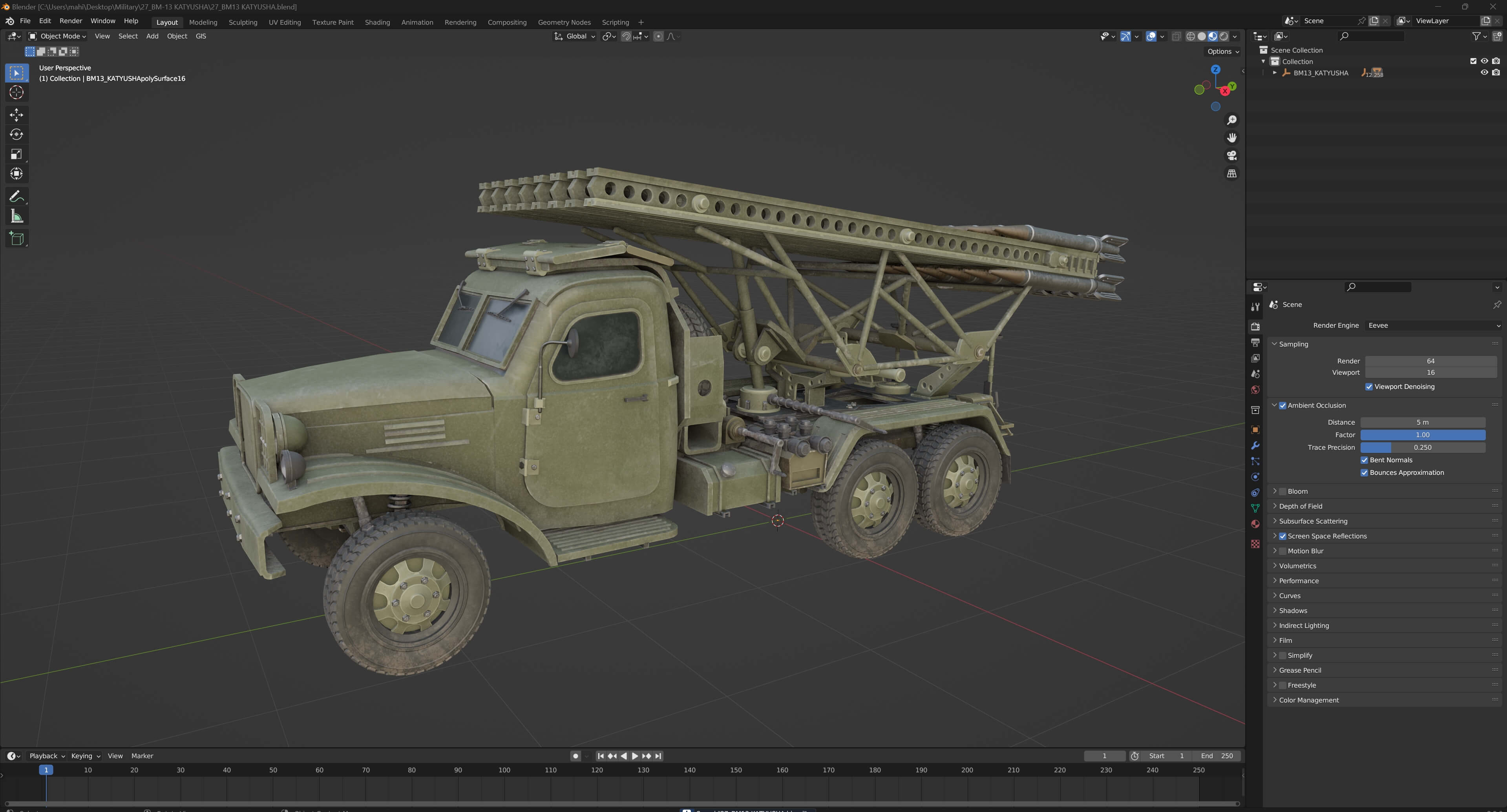 BM 13 Katyusha Rocket Launcher 3D Model by 3dstudio