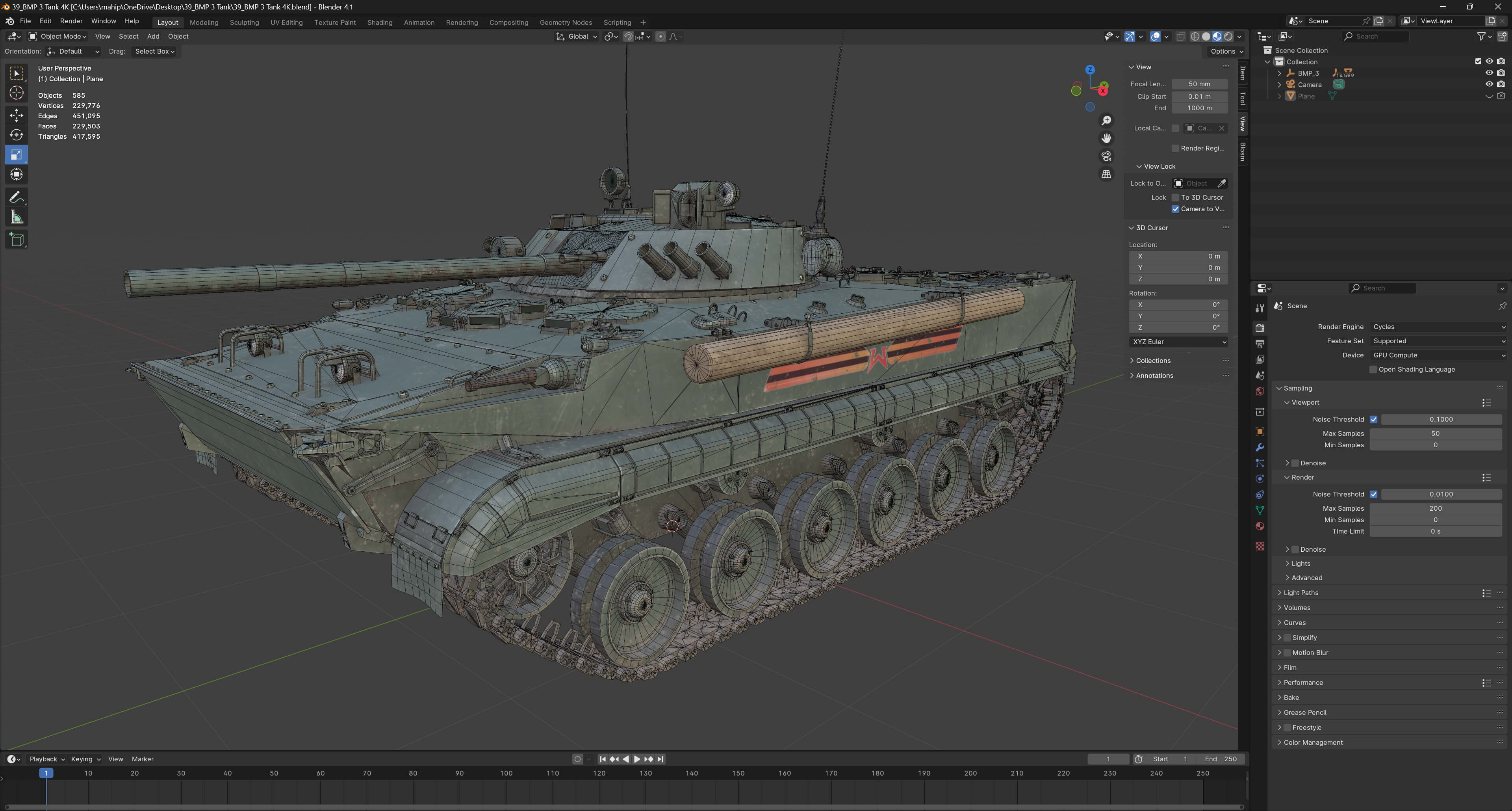 BMP 3 Tank Infantry Fighting Vehicle - 3D Model by 3dstudio