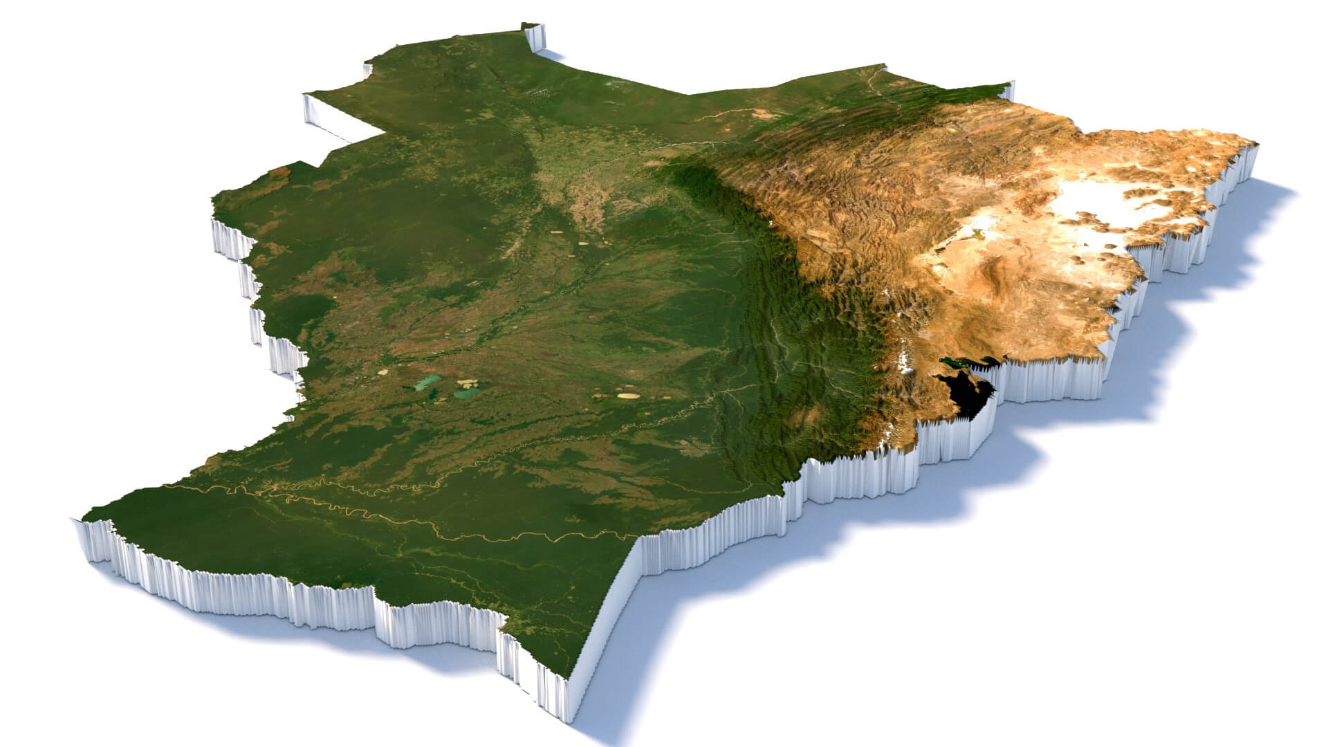 Bolivia Terrain Map - 3D Model by 3dstudio