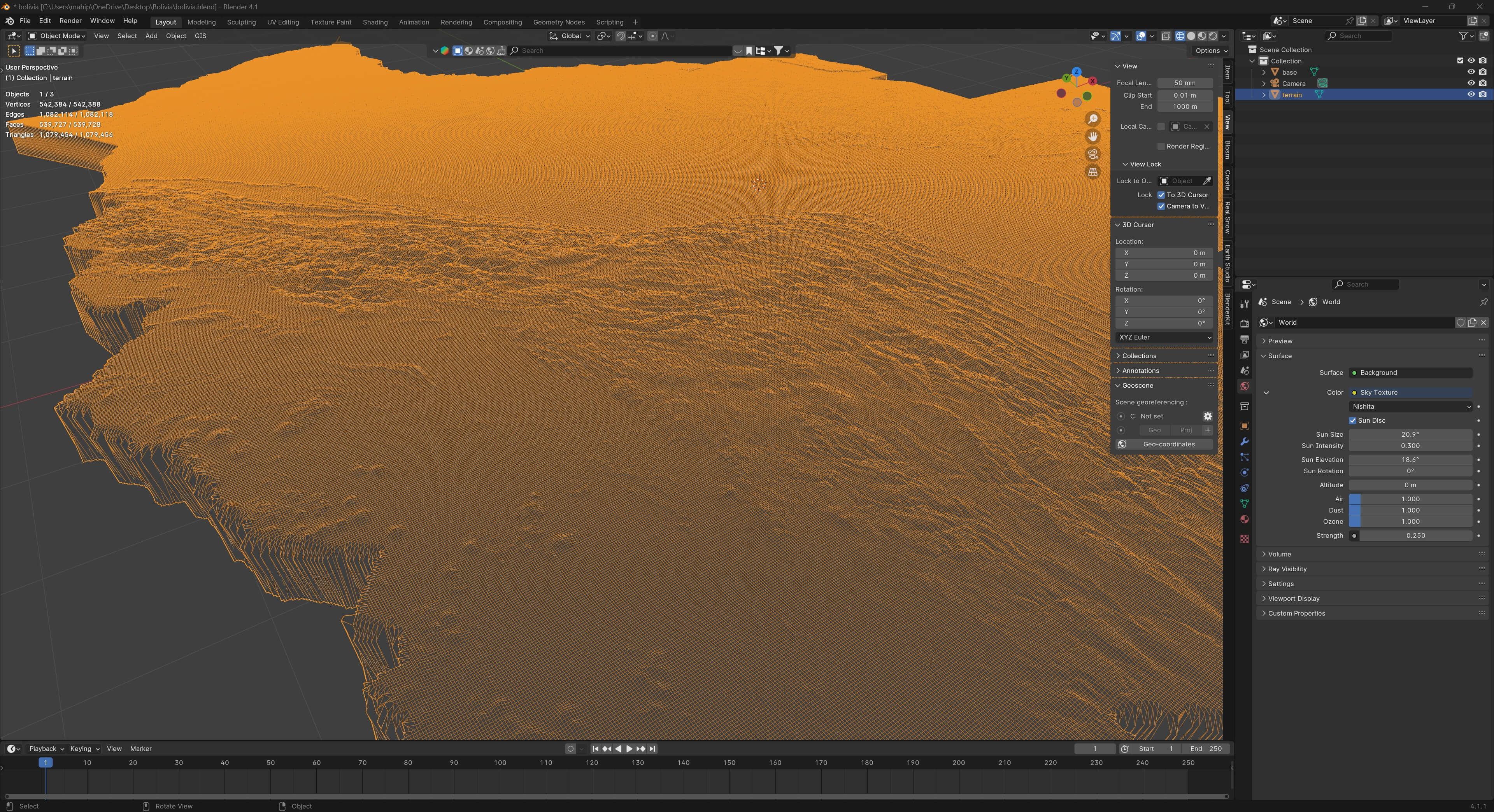 Bolivia Terrain Map - 3D Model by 3dstudio