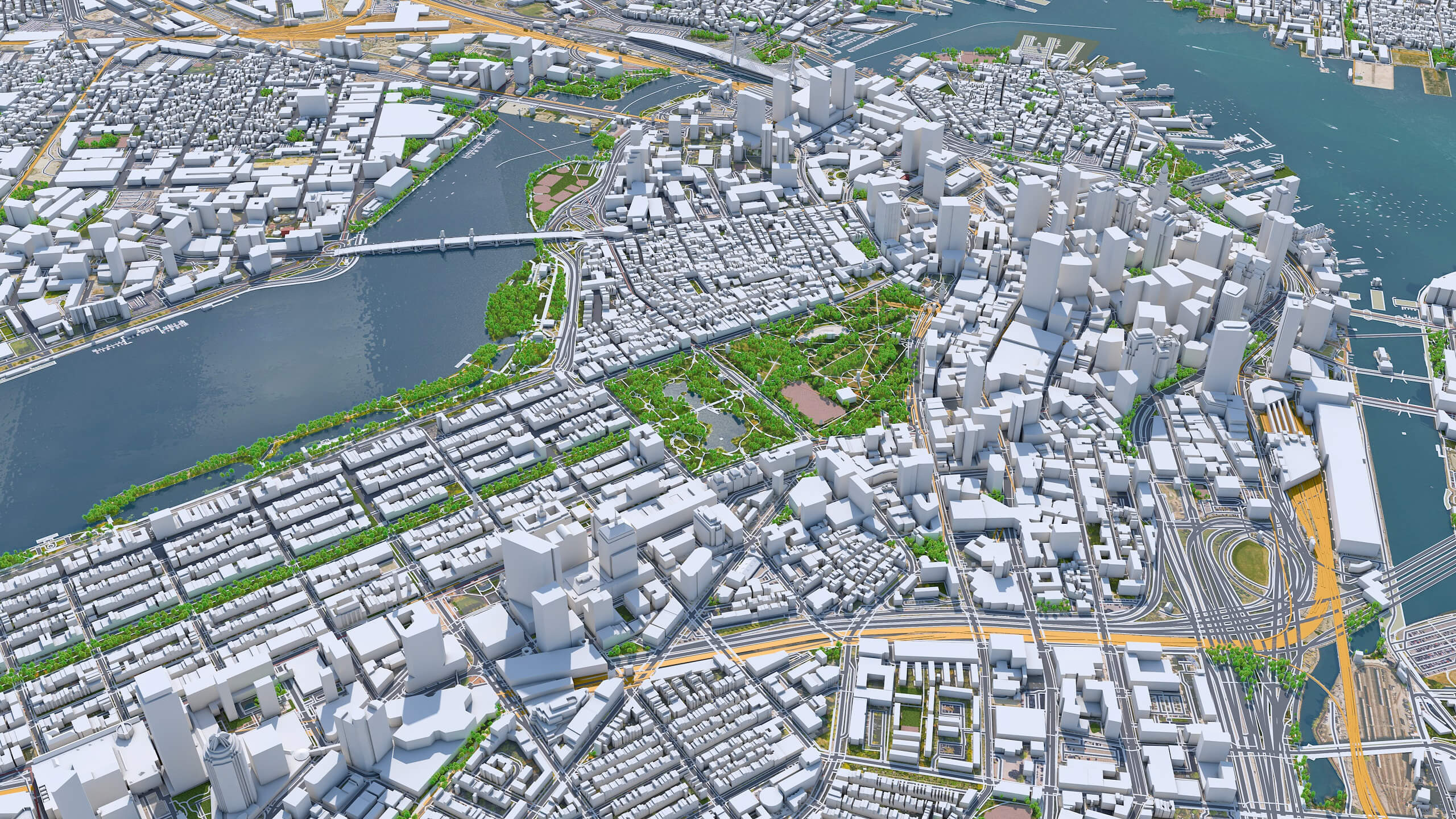 Boston Downtown Massachusetts USA 8km - 3D Model by 3dstudio