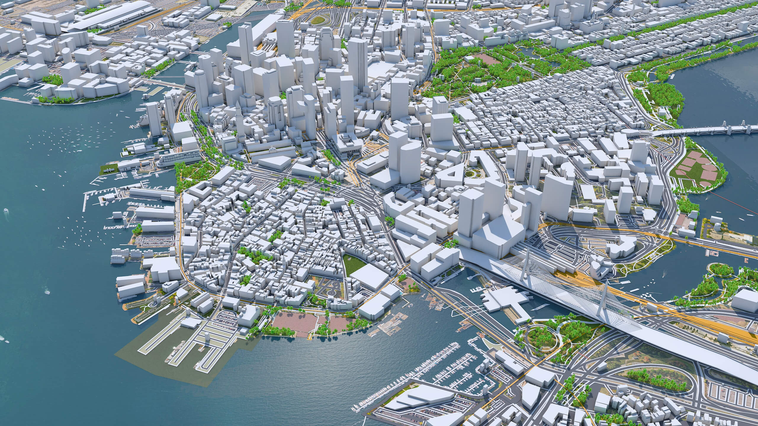 Boston Downtown Massachusetts USA 8km - 3D Model by 3dstudio