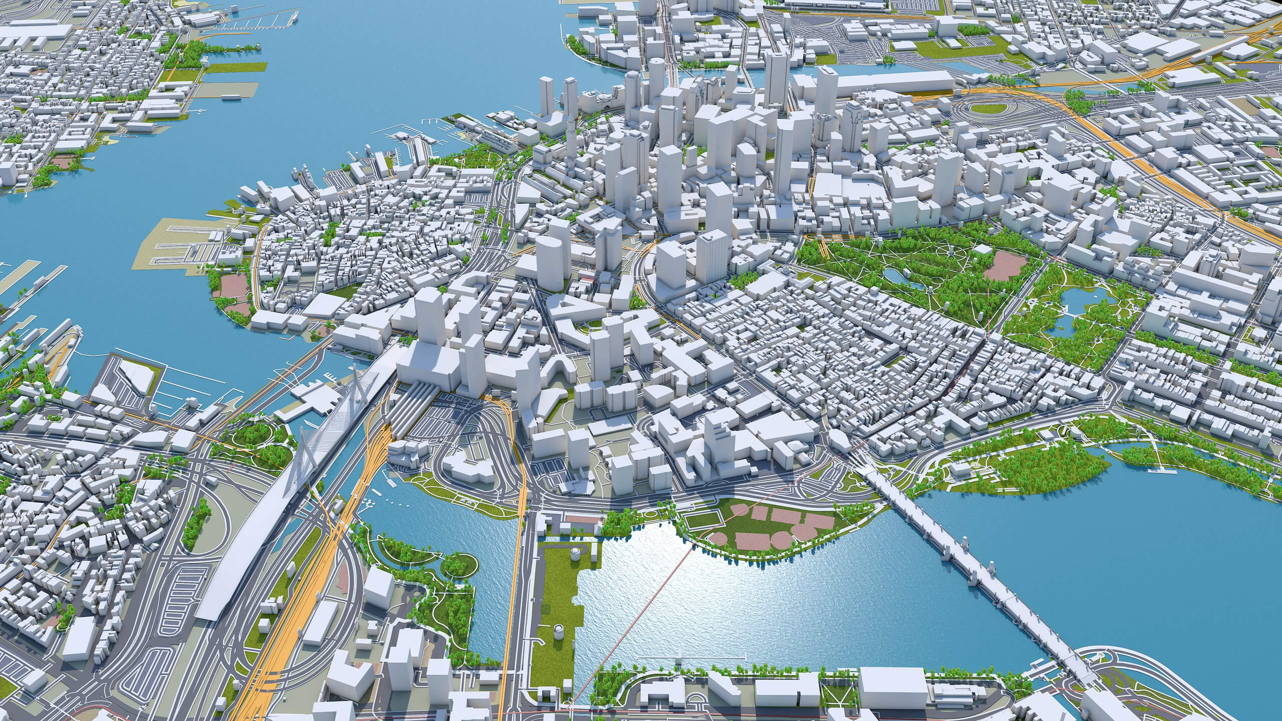 Boston Downtown Massachusetts USA 8km - 3D Model by 3dstudio