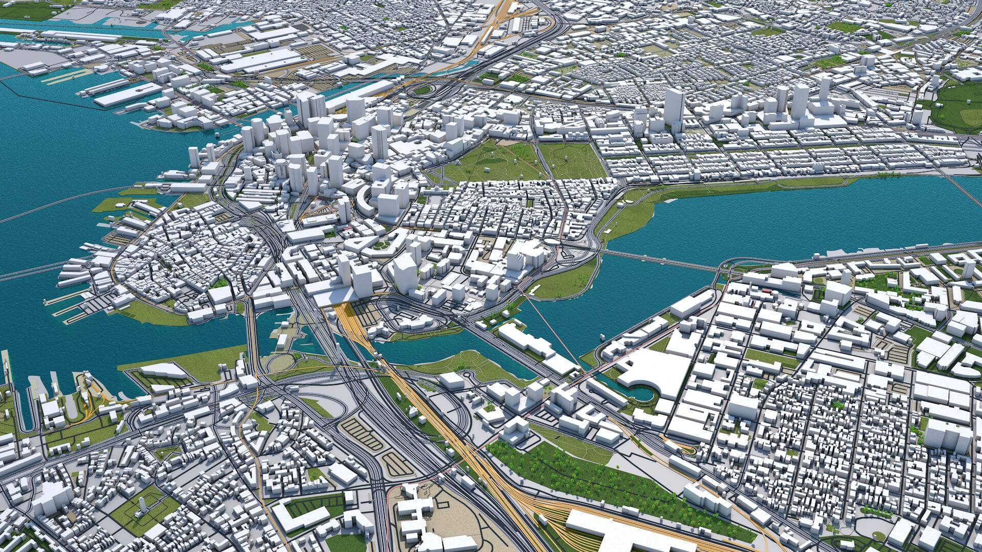 Boston Massachusetts 50km - 3D Model by 3dstudio