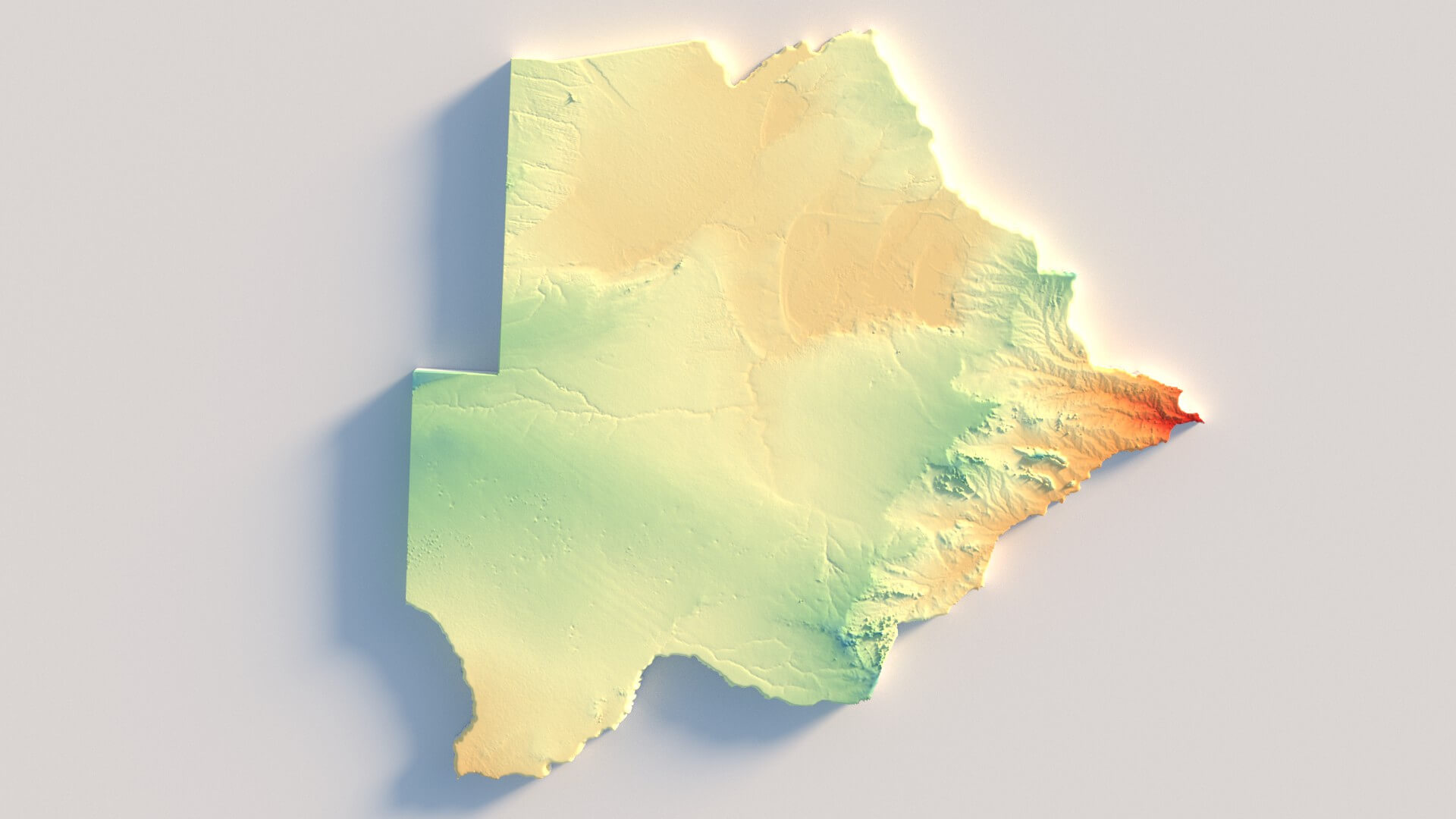 Botswana Terrain Map - 3D Model by 3dstudio
