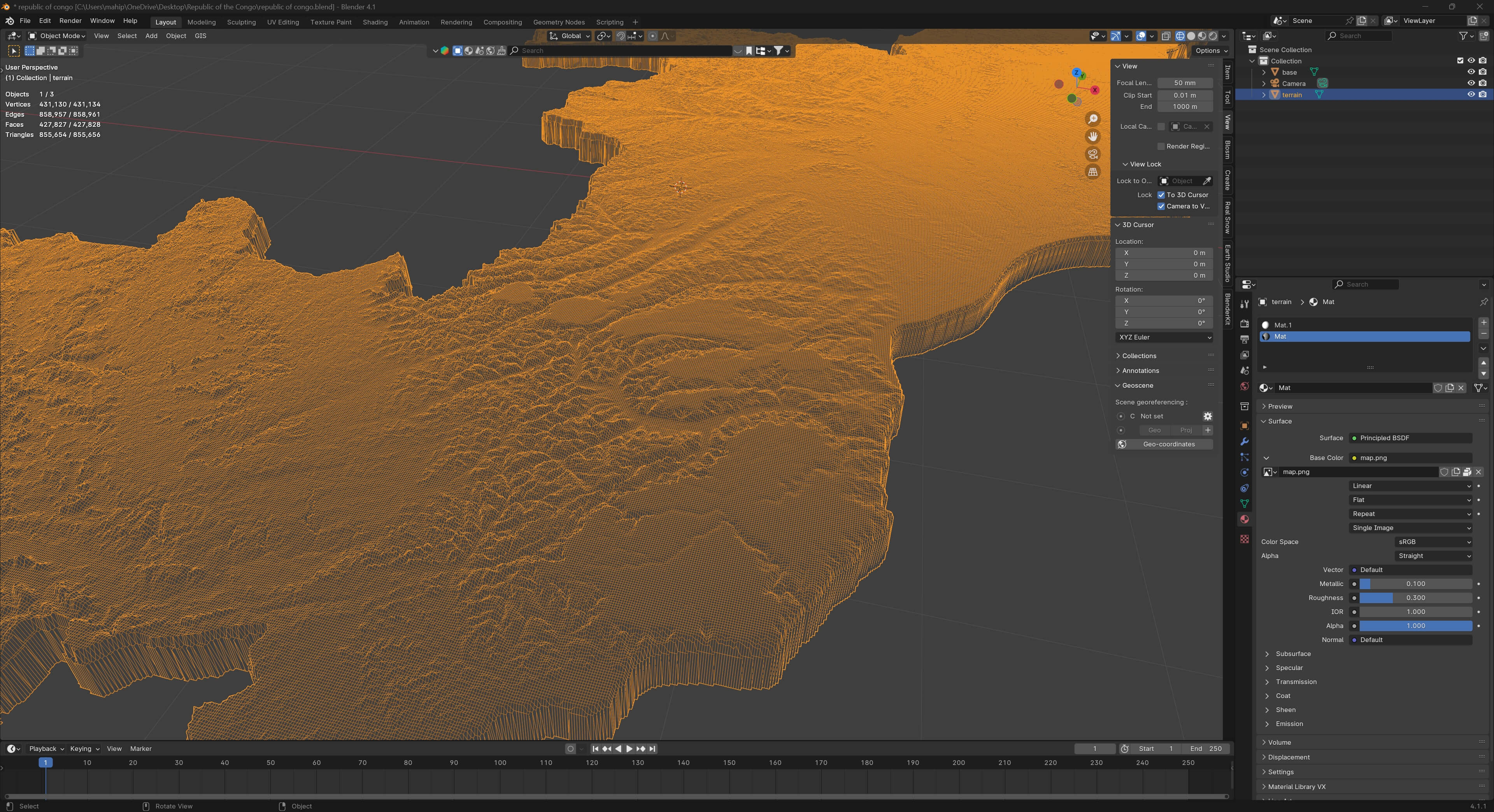 Republic of The Congo Terrain Map - 3D Model by 3dstudio