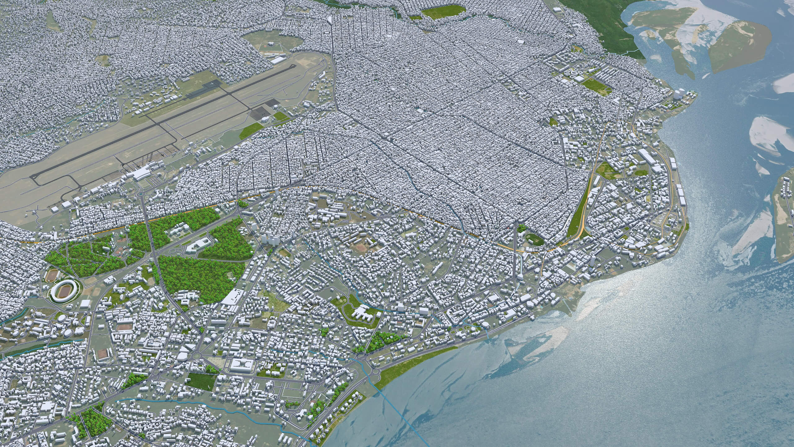 Brazzaville City Congo 3D Model 20km by 3dstudio