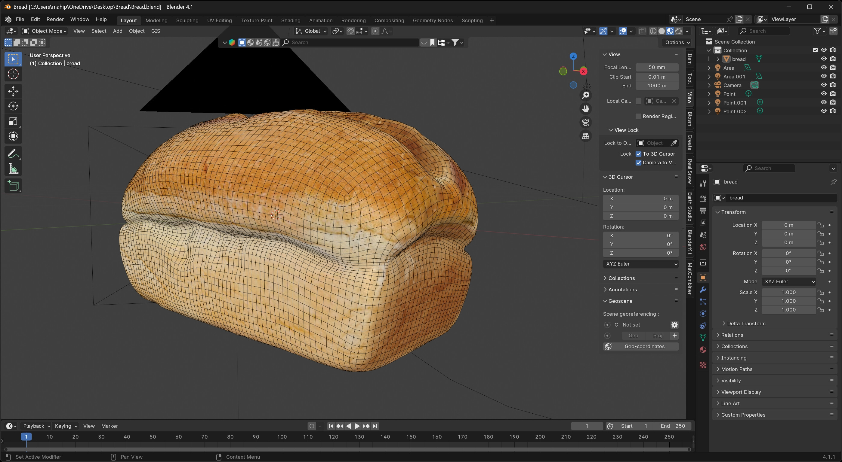 Bread 3D Model by 3dstudio