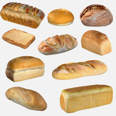 Bread Pack of 10 - 3D Model by 3dstudio