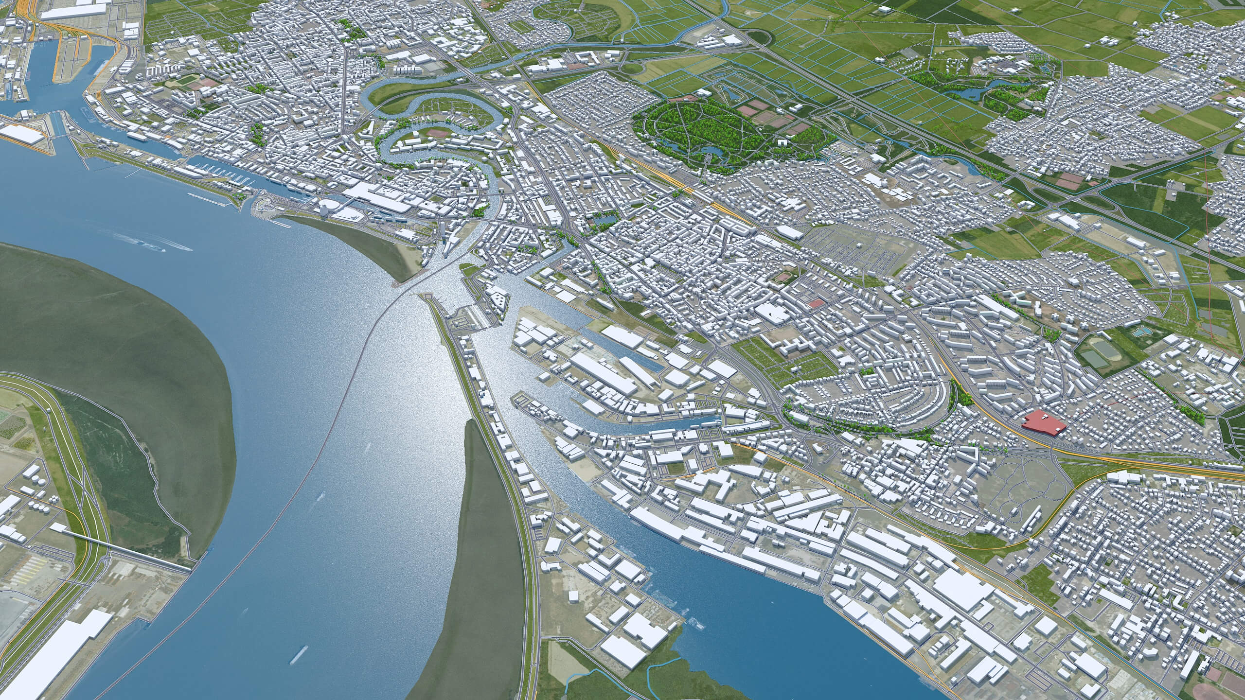 Bremerhaven City Germany 3D Model 25km by 3dstudio