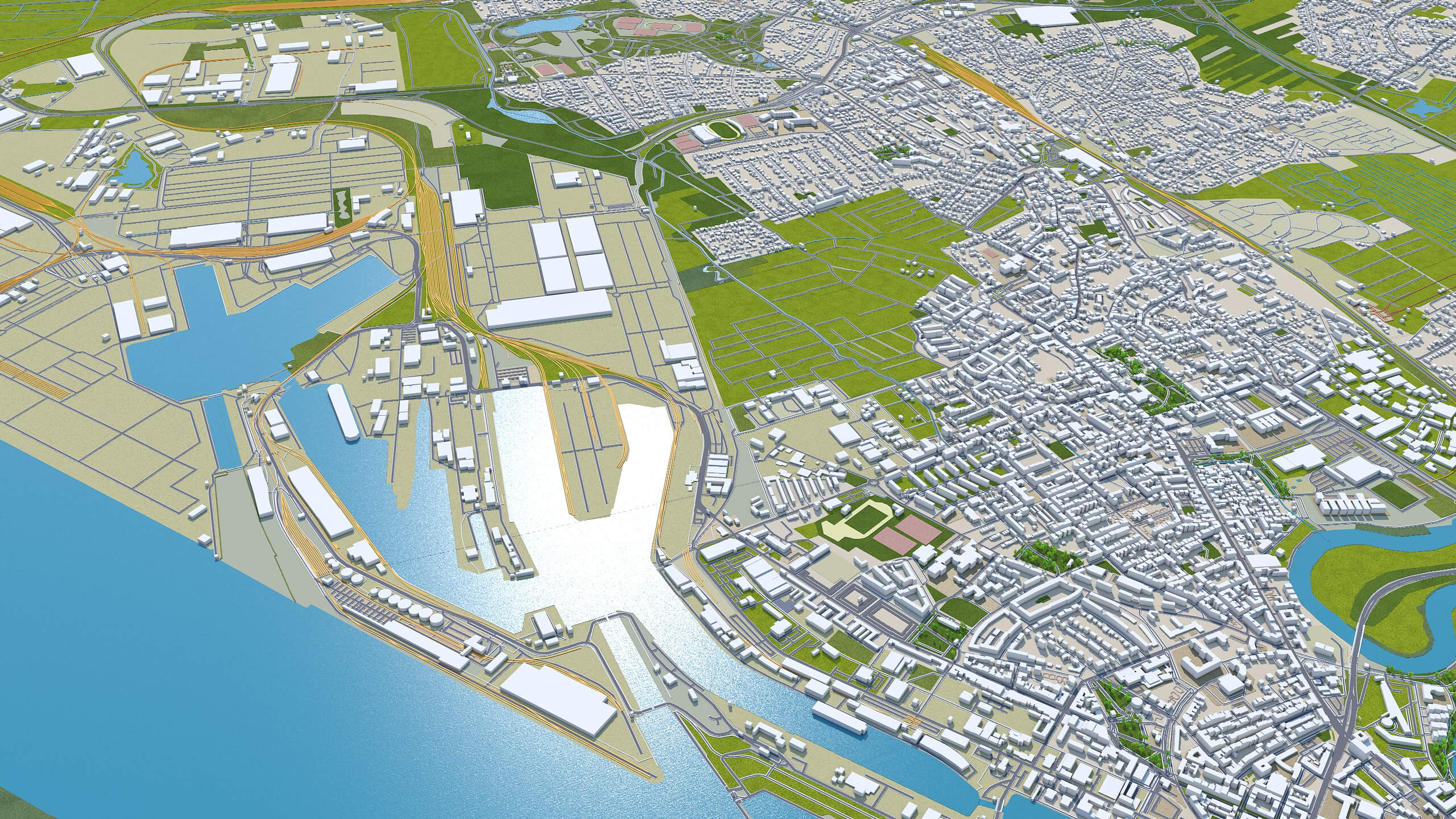 Bremerhaven City Germany 3D Model 25km by 3dstudio