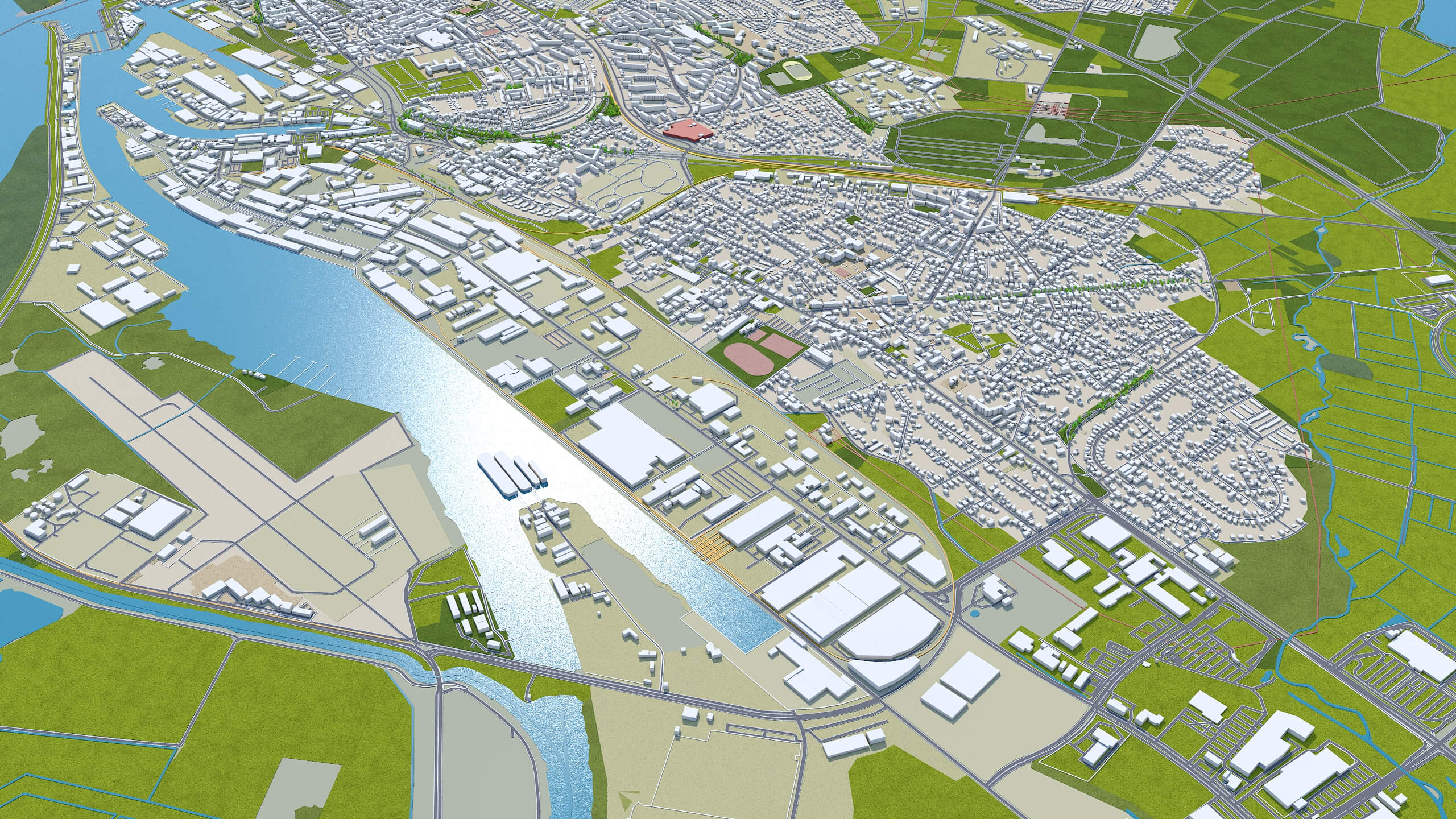 Bremerhaven City Germany 3D Model 25km by 3dstudio
