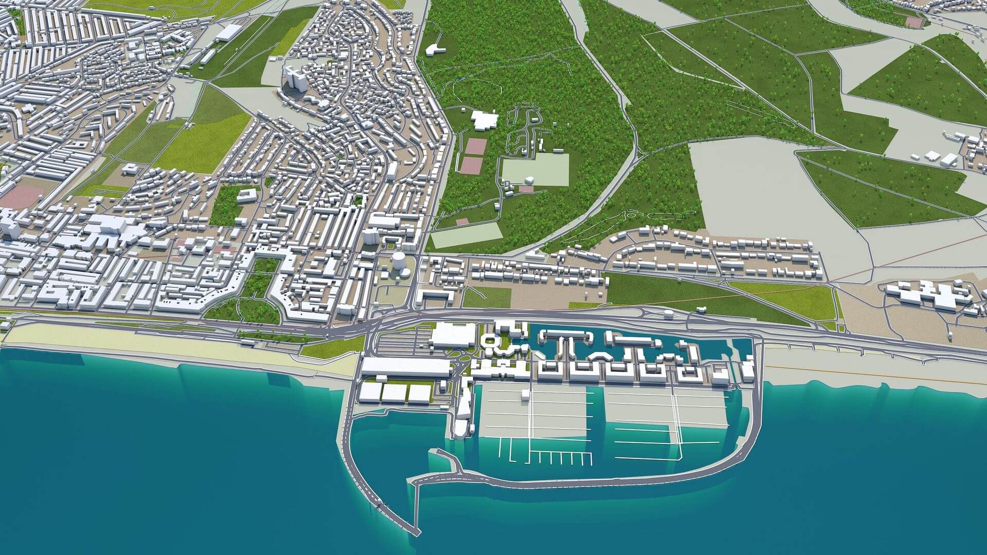 Brighton, England 25km - 3D Model by 3dstudio