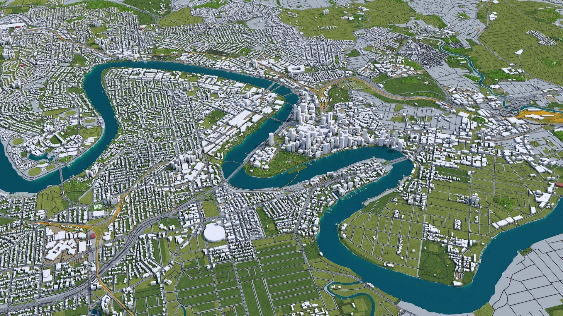 Brisbane Australia 50km - 3D Model by 3dstudio