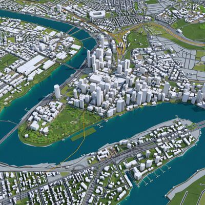 Brisbane Australia 50km - 3D Model by 3dstudio