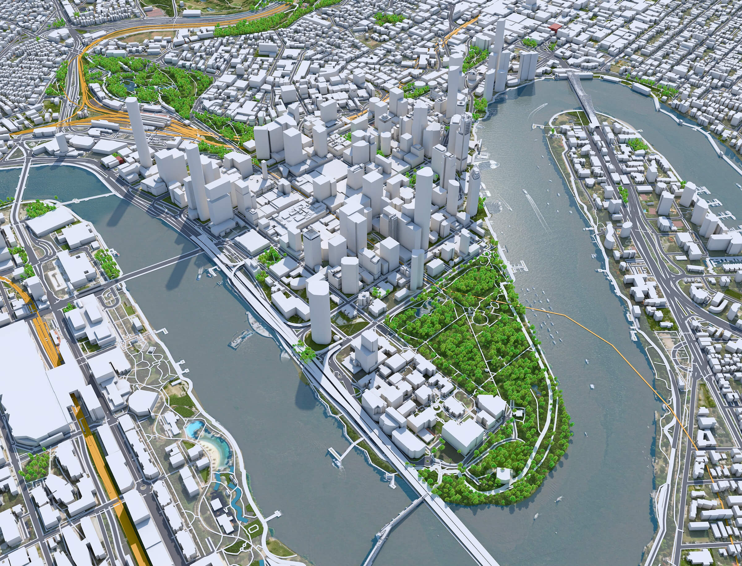 Brisbane Downtown City Australia 6km - 3D Model by 3dstudio