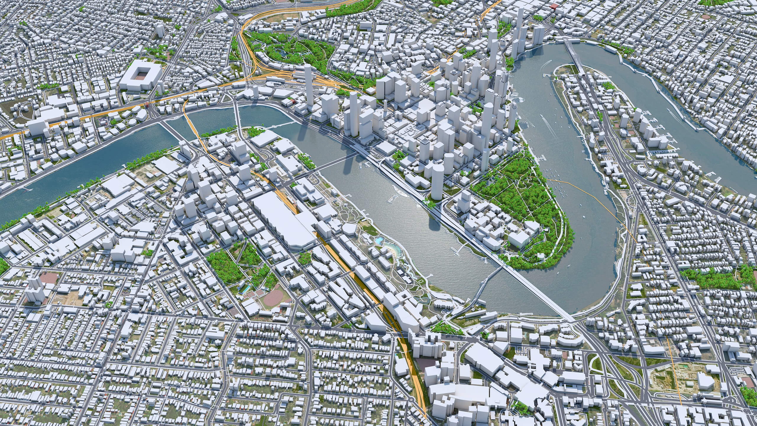 Brisbane Downtown City Australia 6km - 3D Model by 3dstudio