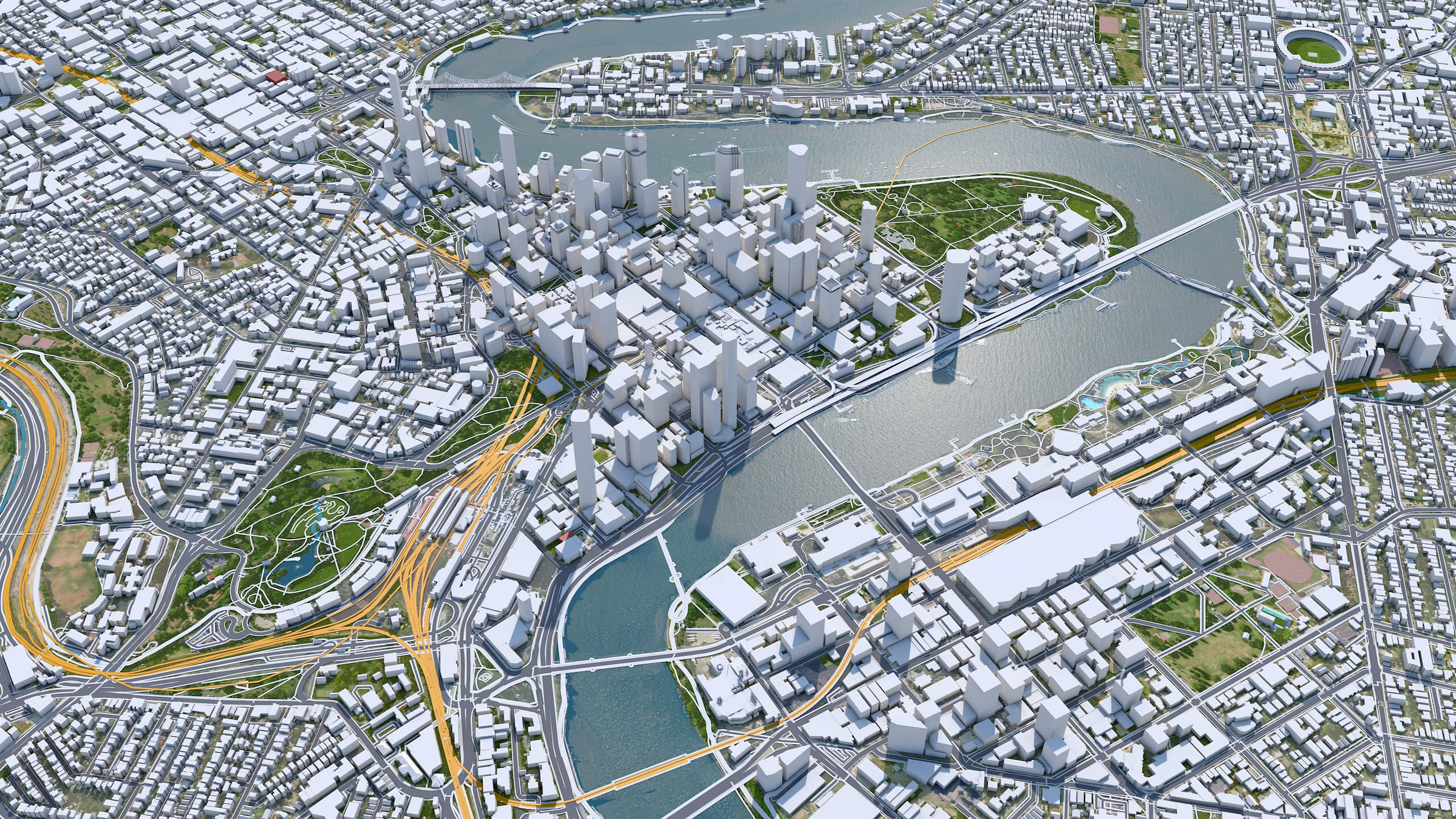 Brisbane Downtown City Australia 6km - 3D Model by 3dstudio