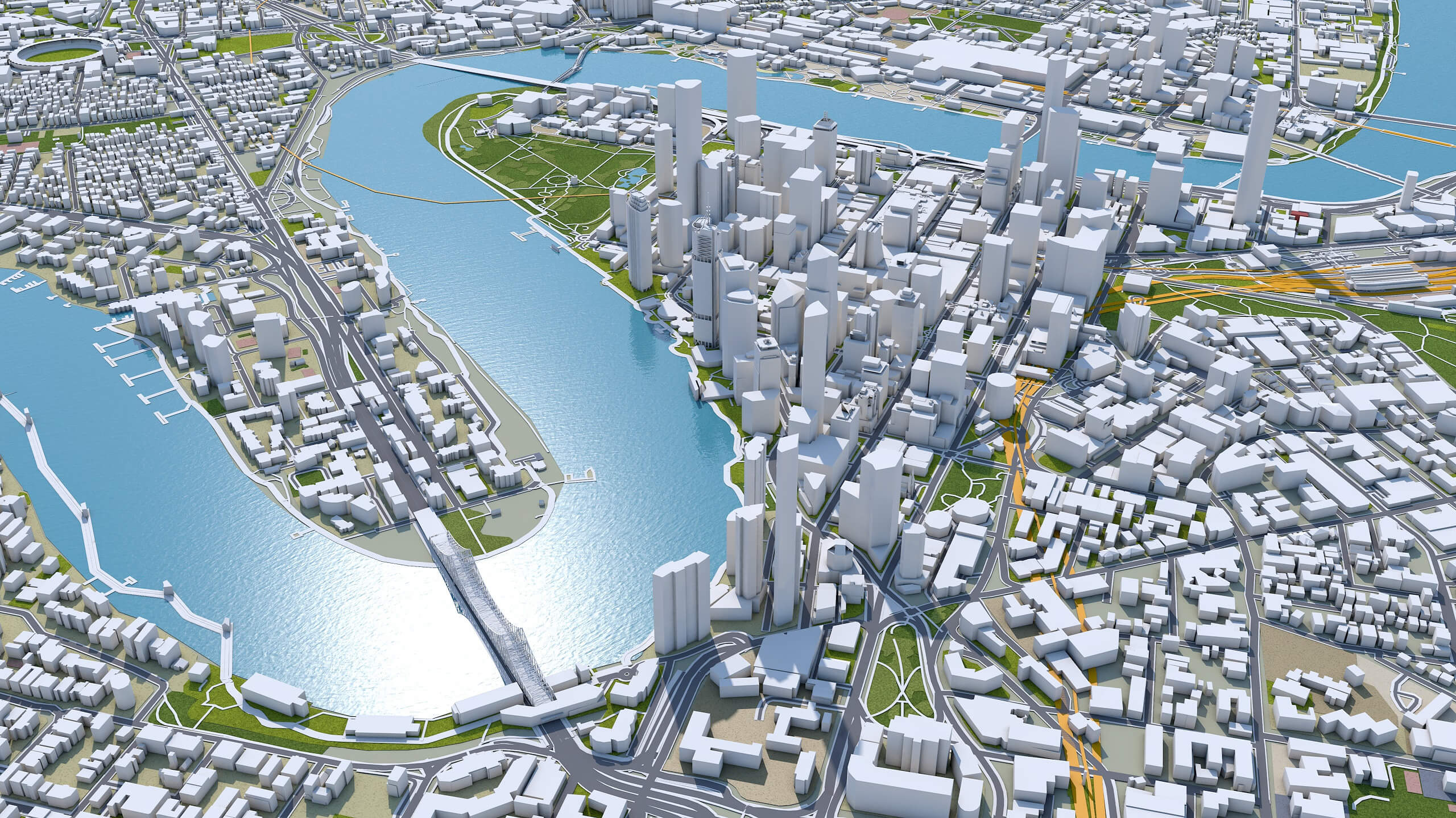 Brisbane Downtown City Australia 6km - 3D Model by 3dstudio