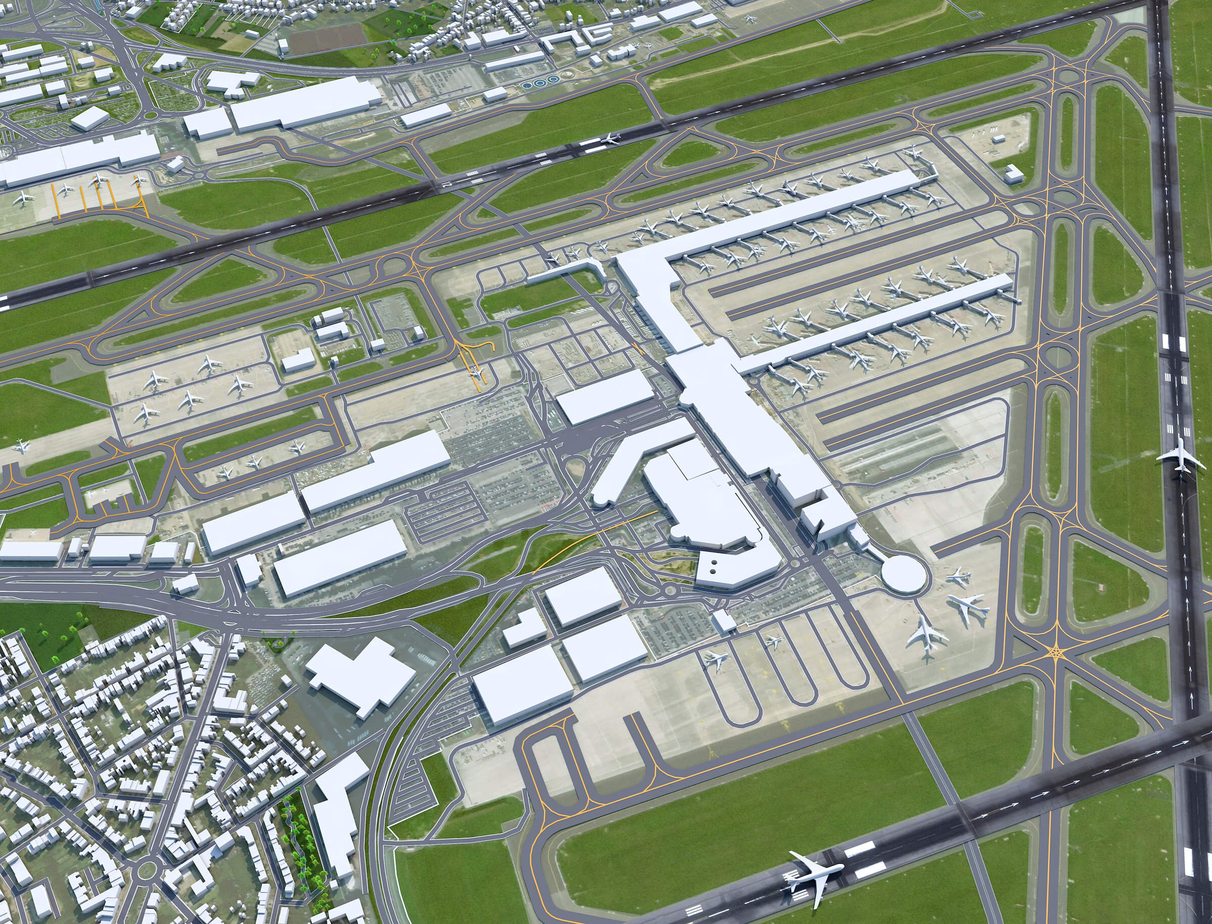 Brussels Airport - 3D Model by 3dstudio