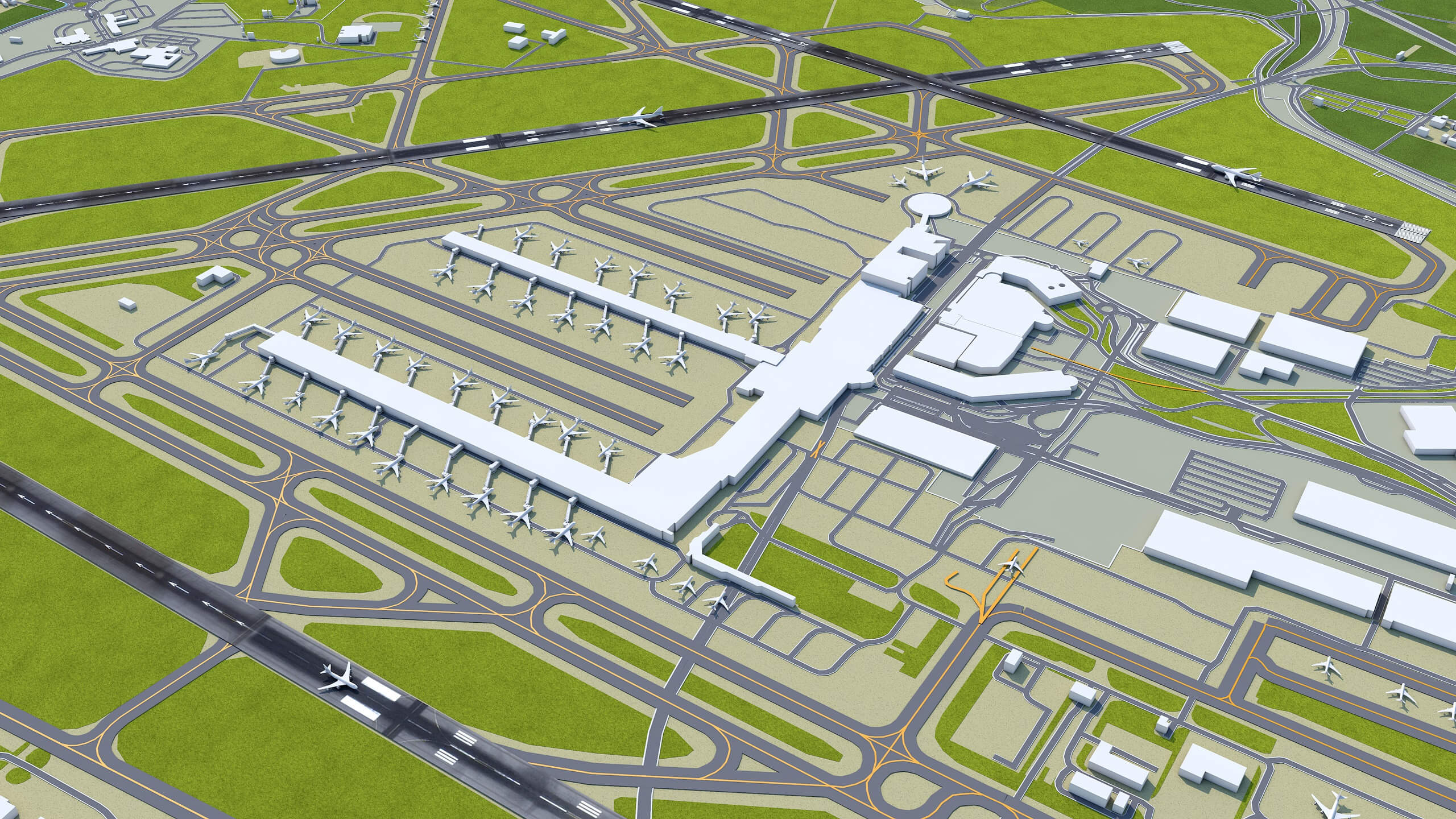Brussels Airport - 3D Model by 3dstudio