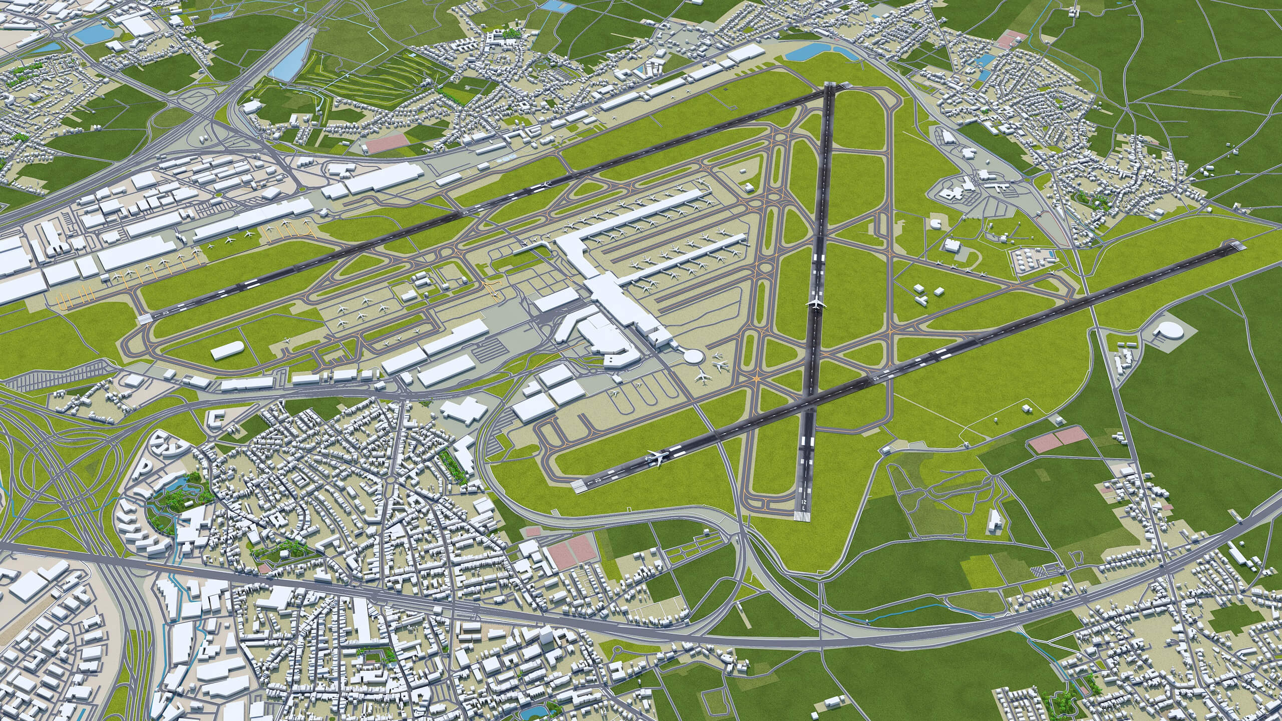 Brussels Airport - 3D Model by 3dstudio
