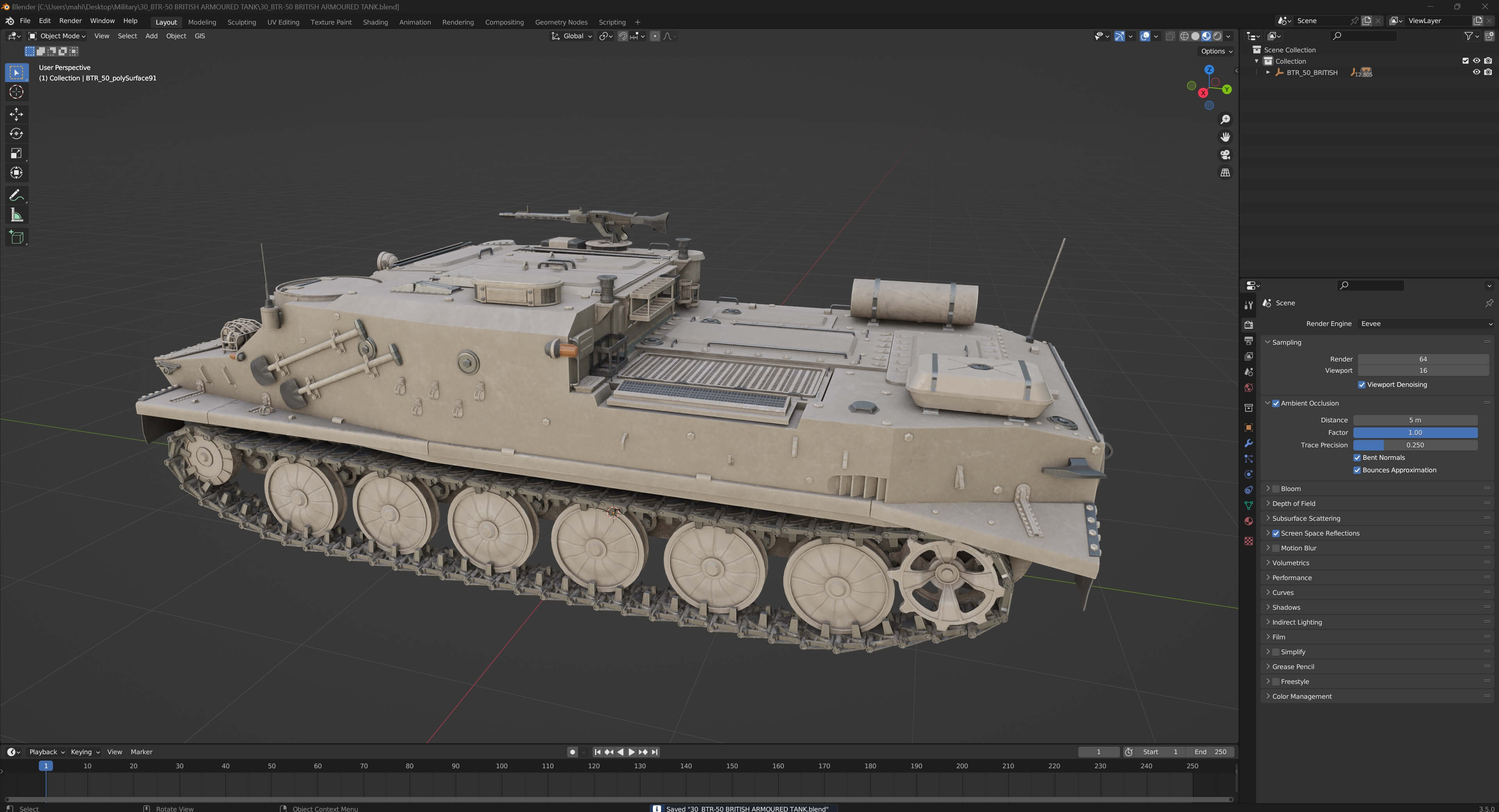 BTR 50 Amphibious Armored Tank - 3D Model by 3dstudio